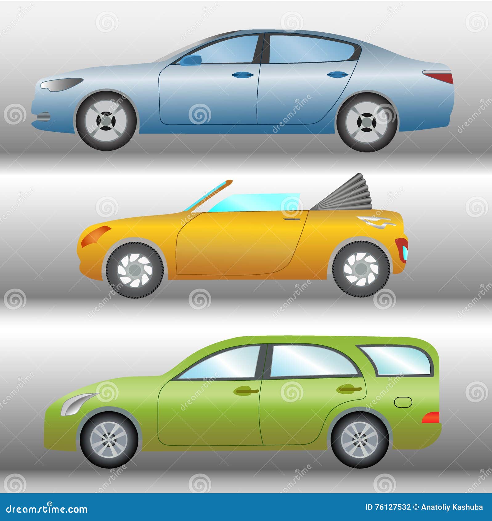 Cars Of Different Types Without Drivers. Set Of Modes Of Transport And ...