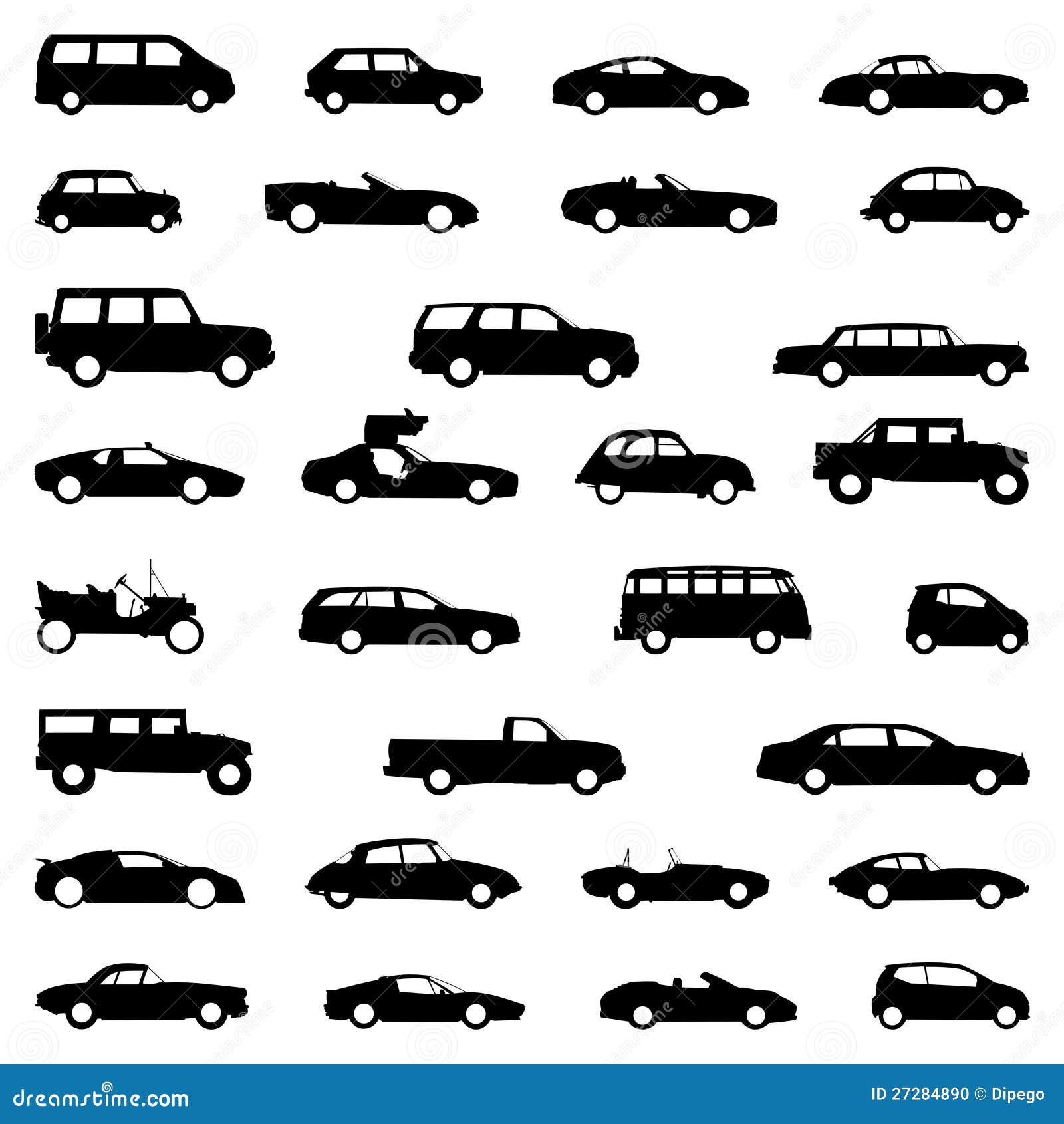 Set Of Cars, Silhouette Black Stock Illustration - Image: 27284890