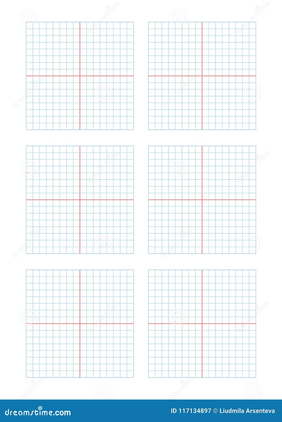 A Set of Cartesian Coordinate Systems on Blue Graph Paper with C Stock ...