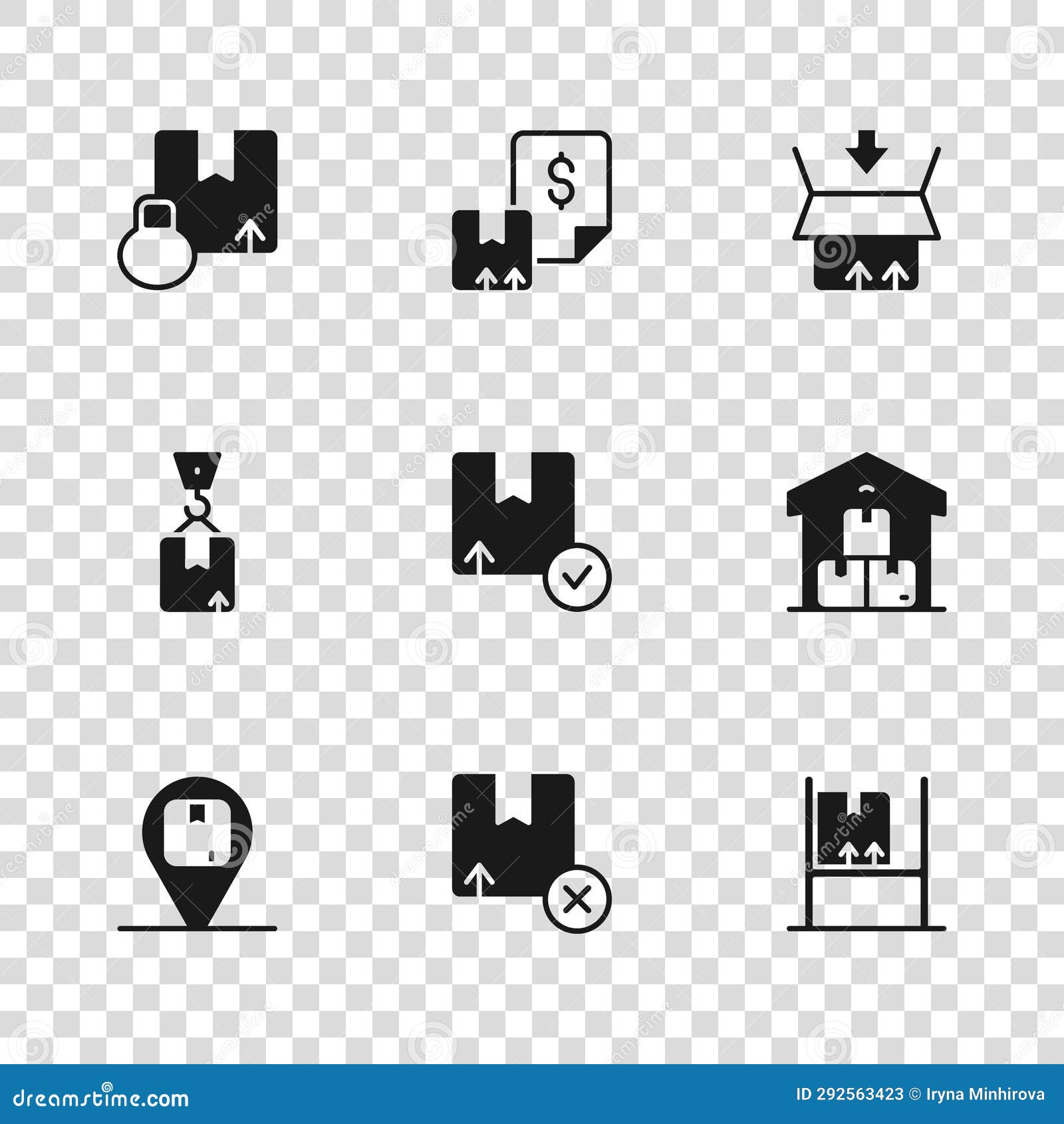 Set Carton Cardboard Box, Full Warehouse, Warehouse Interior with Boxes ...