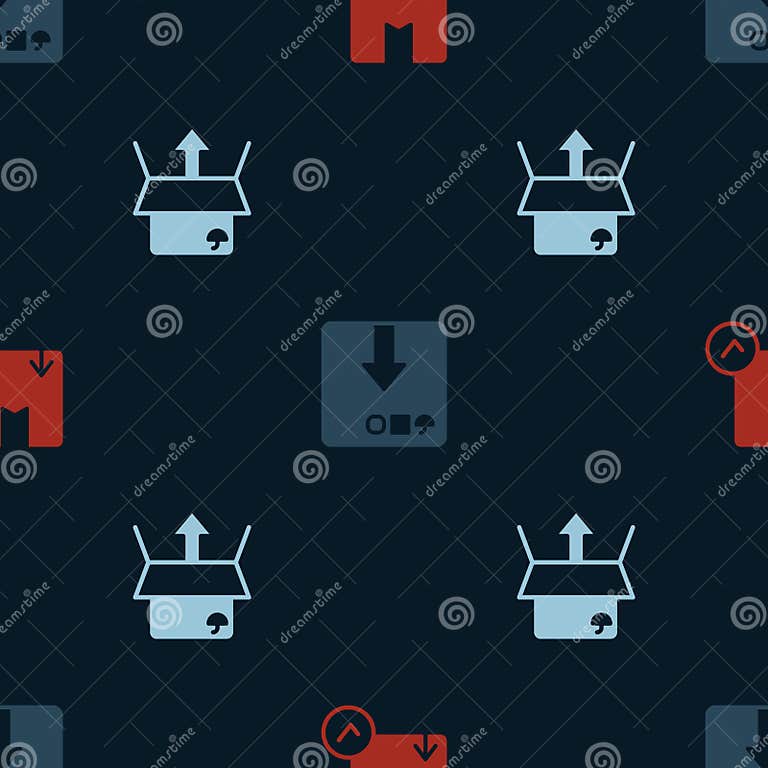 Set Carton Cardboard Box, and Unboxing on Seamless Pattern. Vector ...