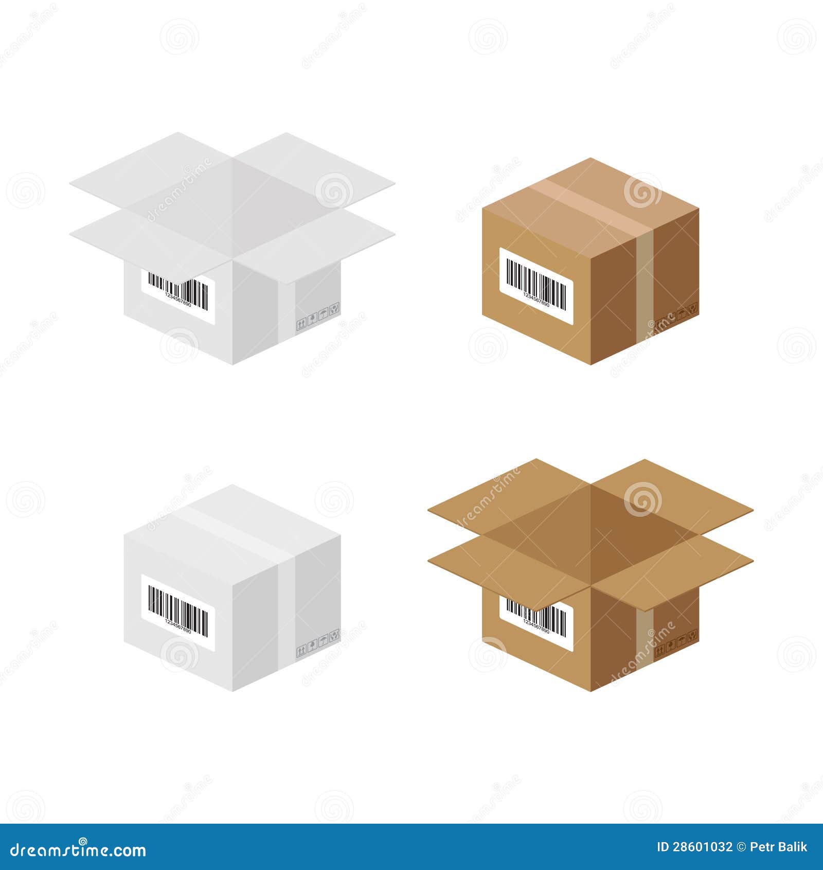 Set of carton paper box stock illustration. Illustration of fragile ...
