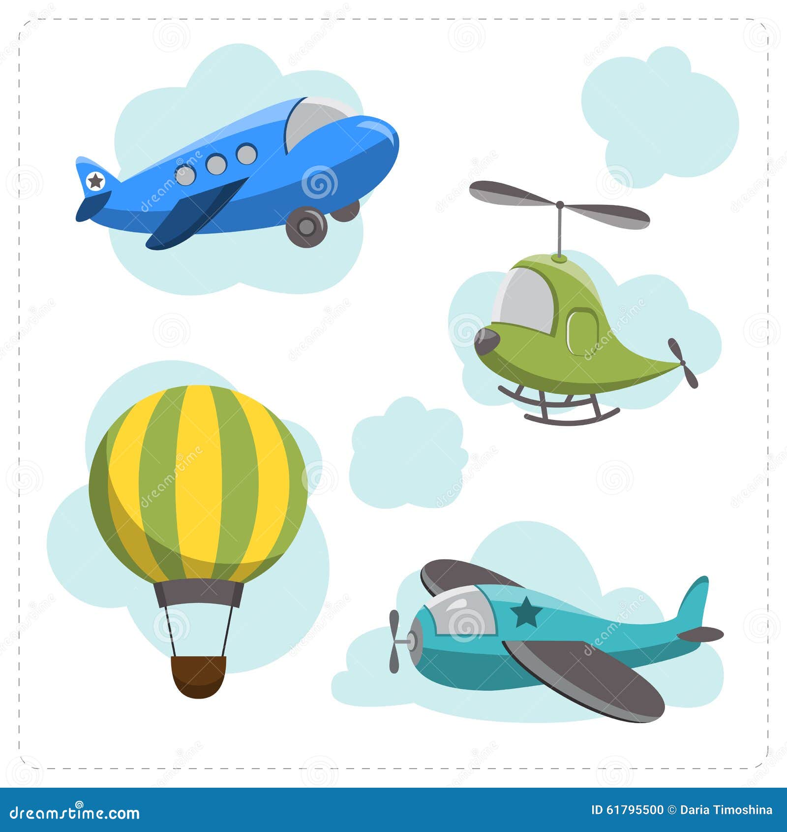 Set Of Cartoon Aircraft Vector Illustration | CartoonDealer.com #61795500