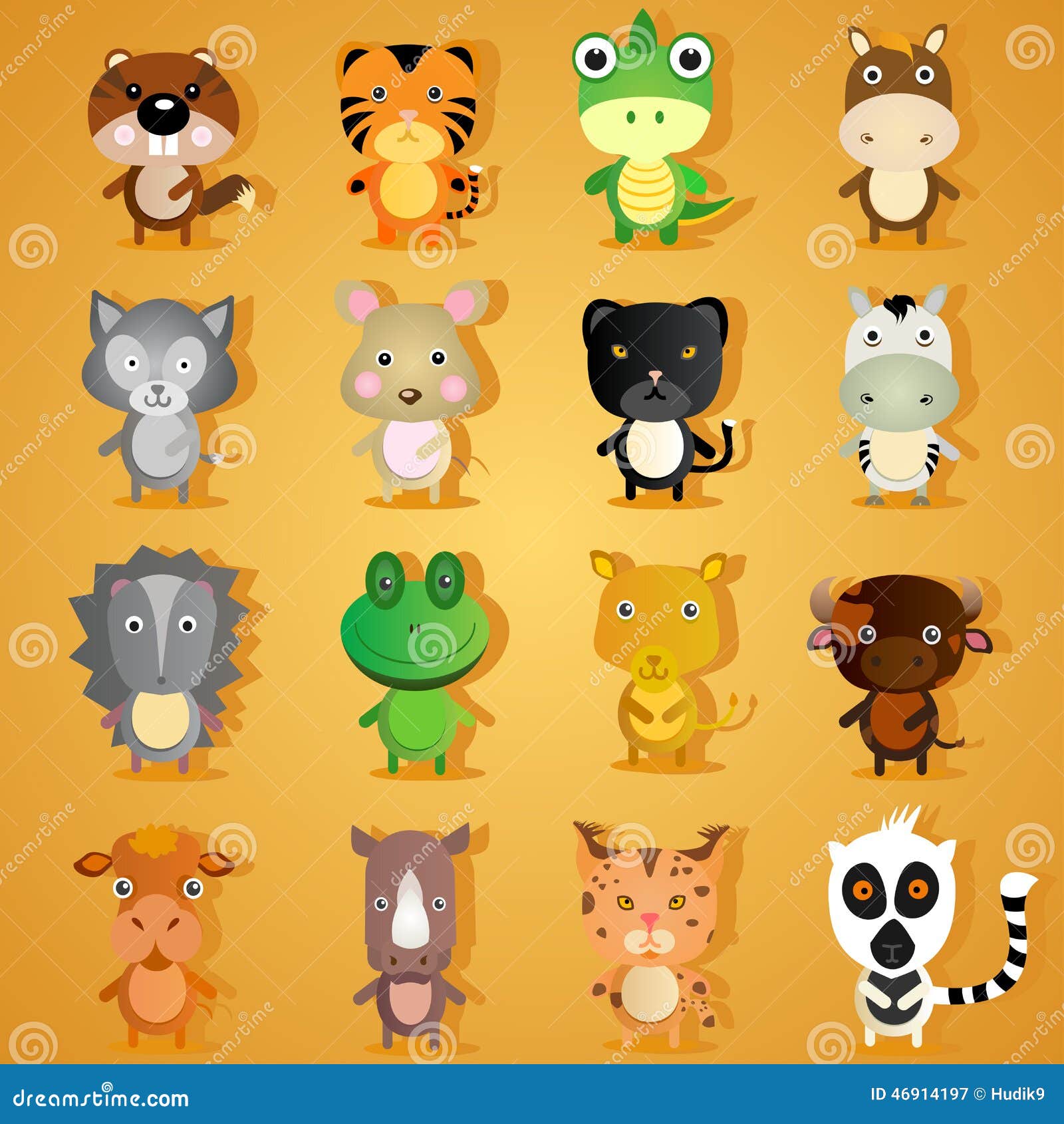 Set of Cartoon Animal Characters Stock Vector - Illustration of ...