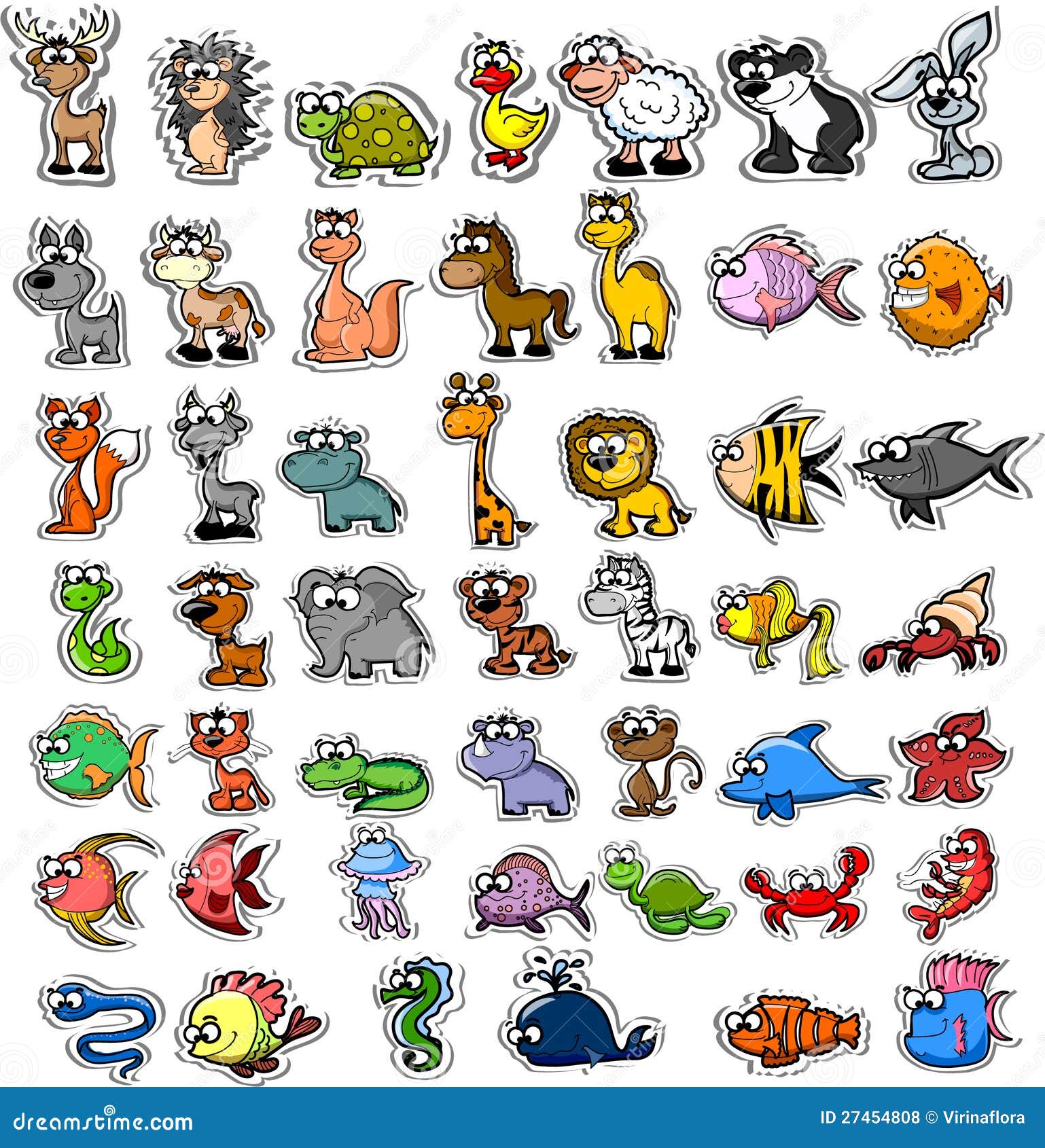 Set of Cartoon Animals, Vector Stock Vector - Illustration of lion ...