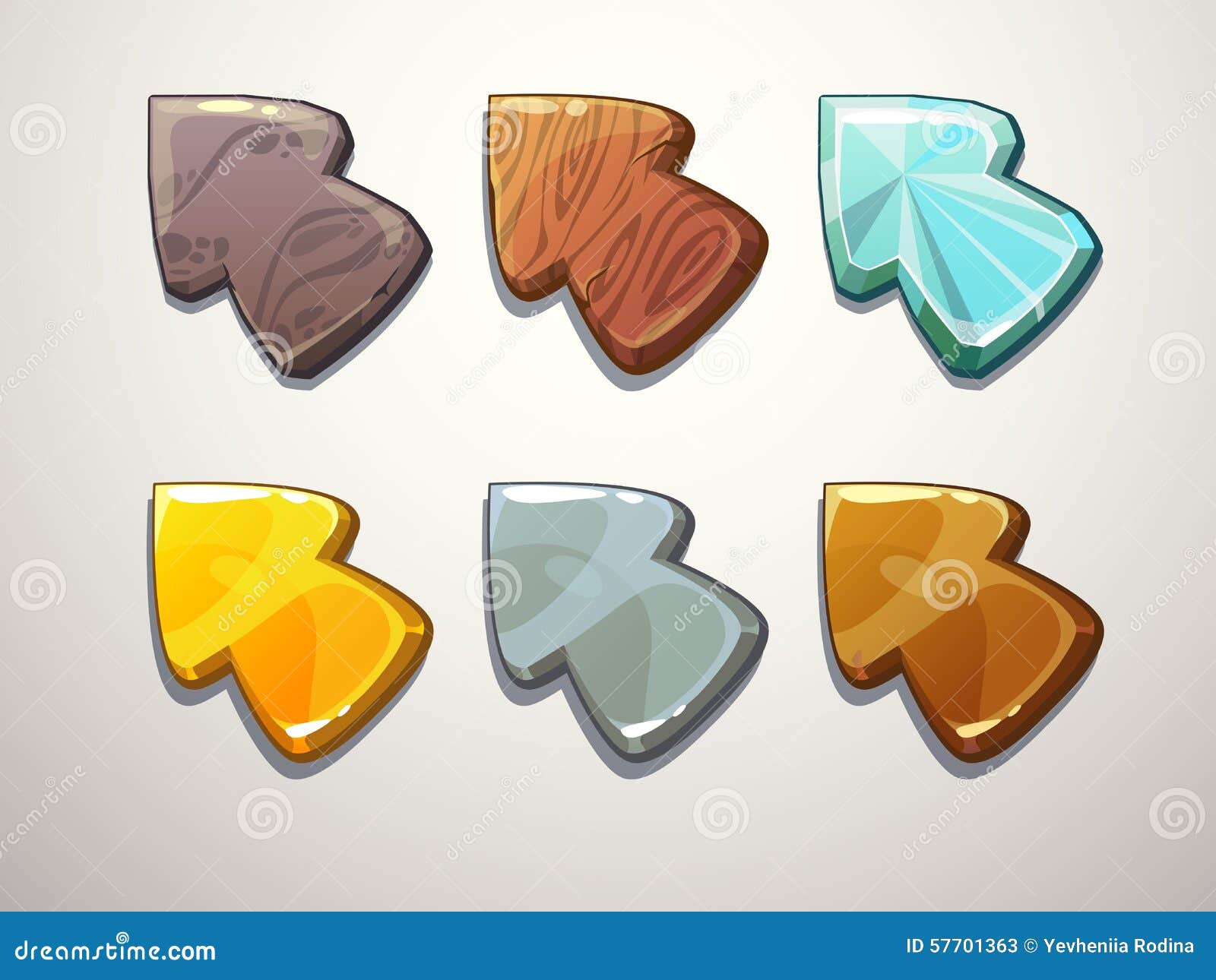 Set of cartoon arrows stock illustration. Illustration of golden - 57701363