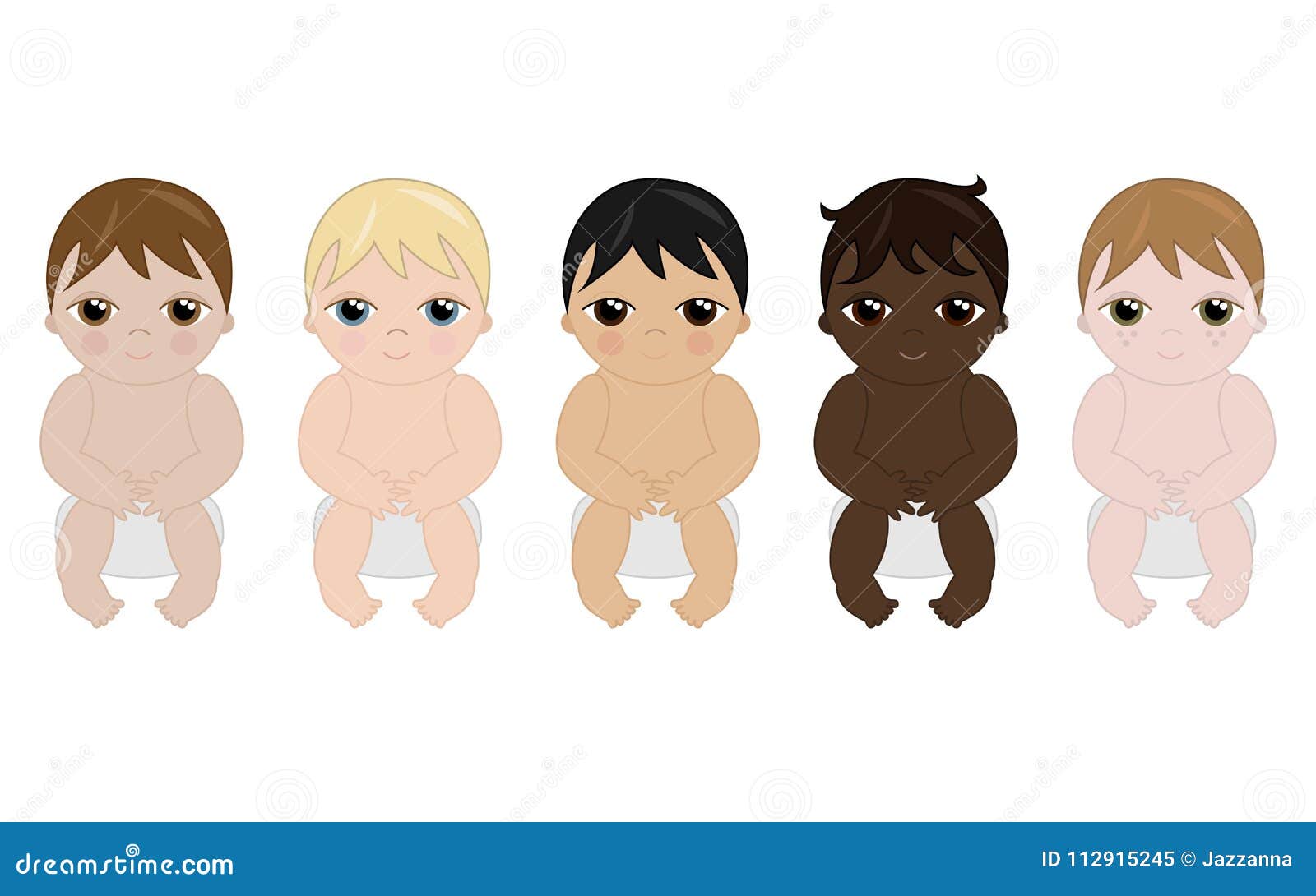 Set of Cartoon Babies with Skin Tones Stock Vector - Illustration of ...