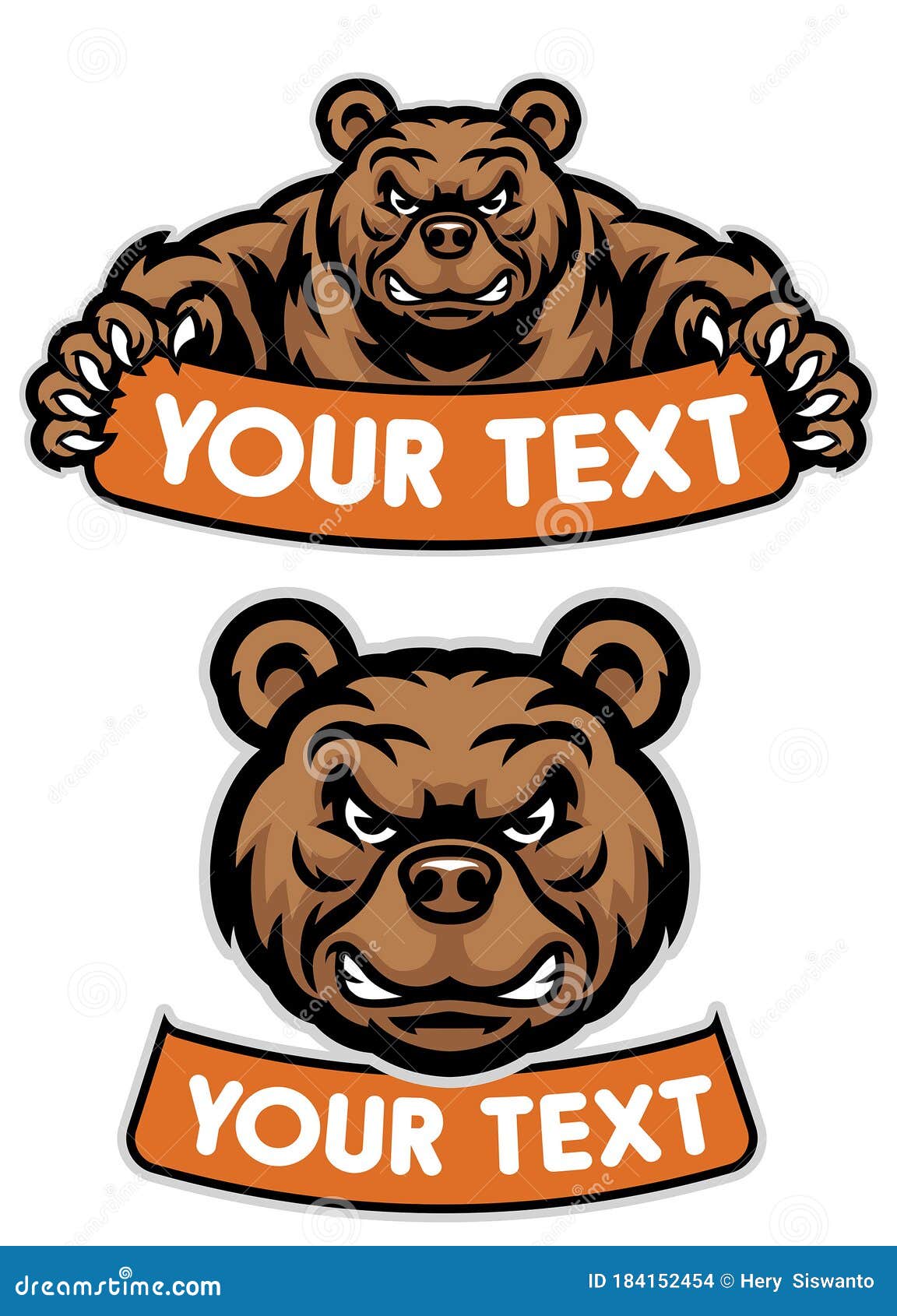 Set of Cartoon Bear Mascot Hold the Banner Stock Vector - Illustration ...