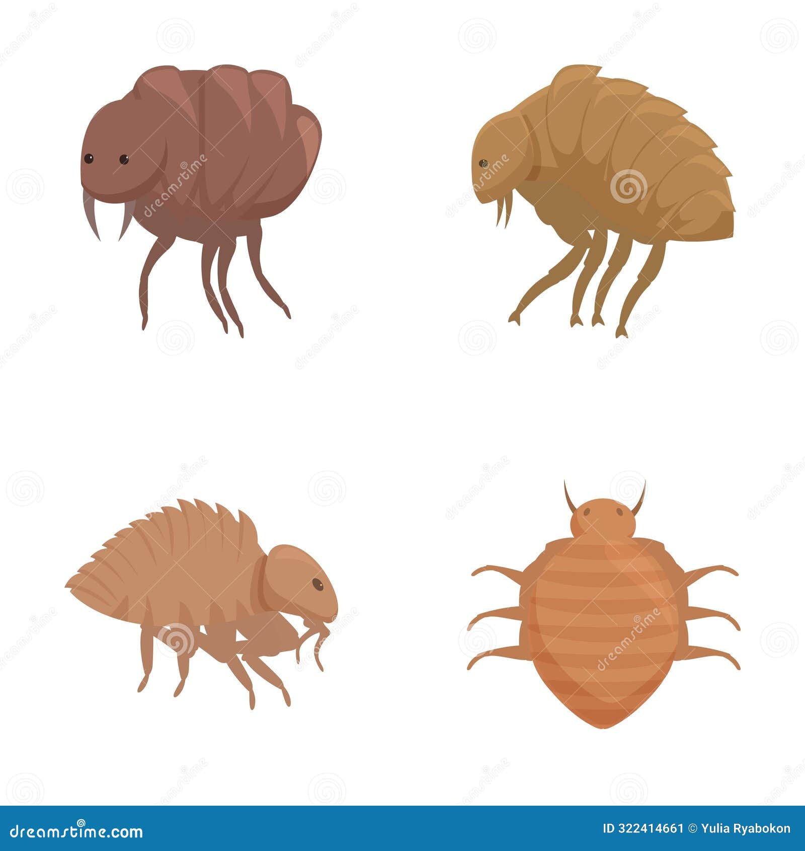 Set of Cartoon Bed Bugs Illustrations Stock Vector - Illustration of ...