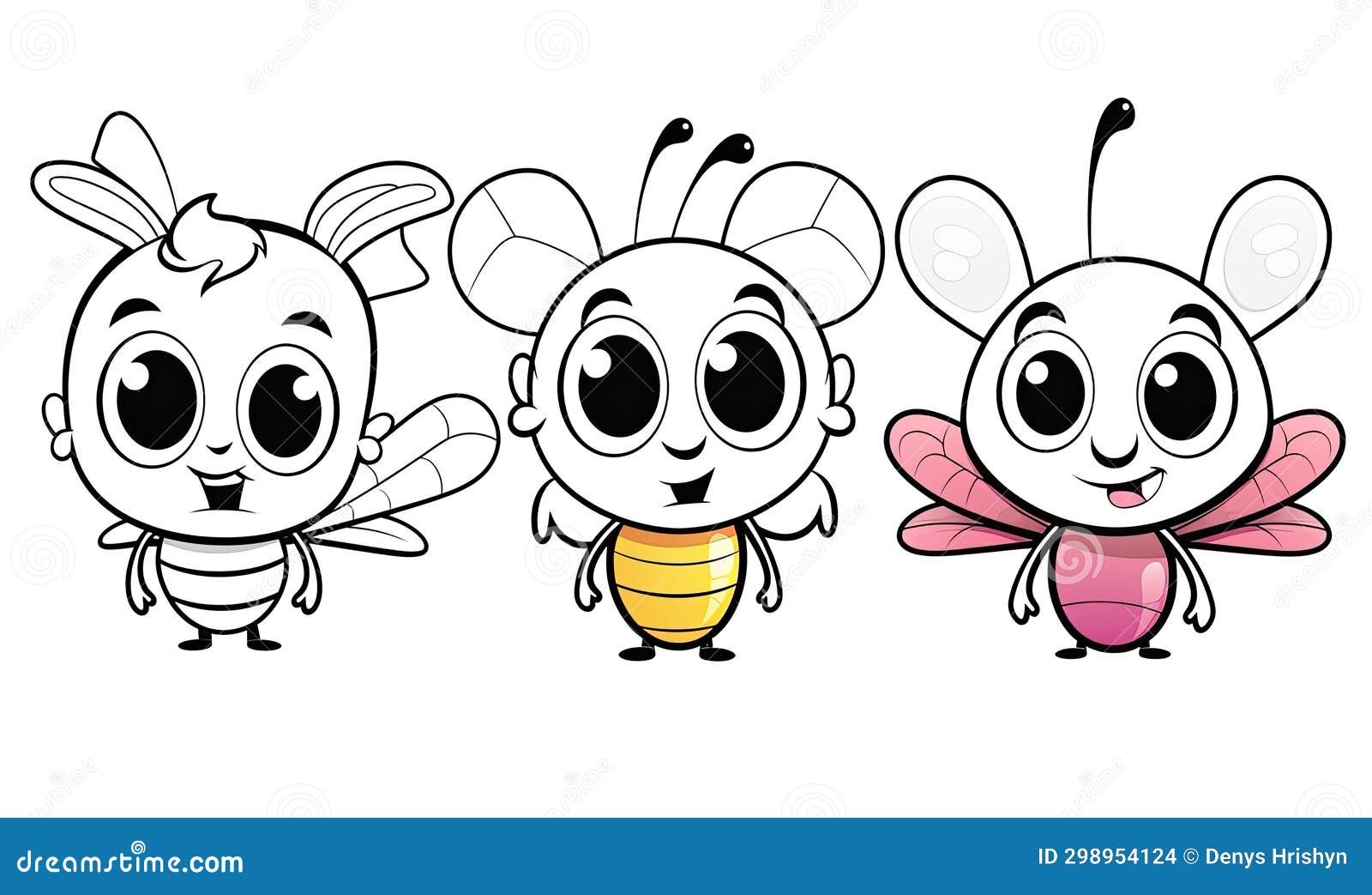 A Set of Cartoon Bees with Different Expressions Stock Illustration ...