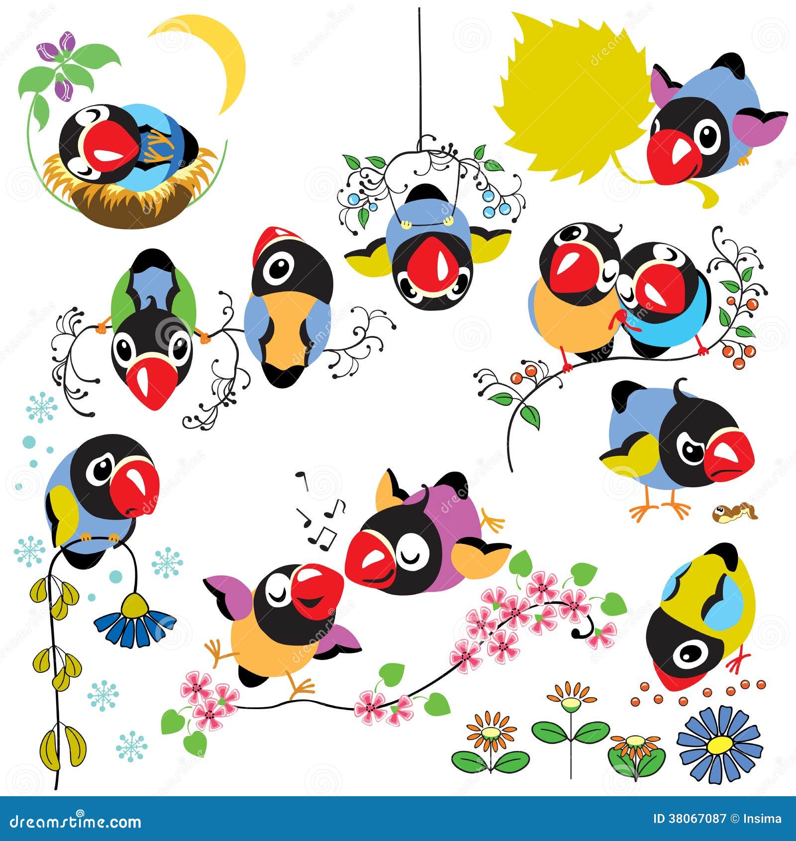Set With Cartoon Birds | CartoonDealer.com #38067087