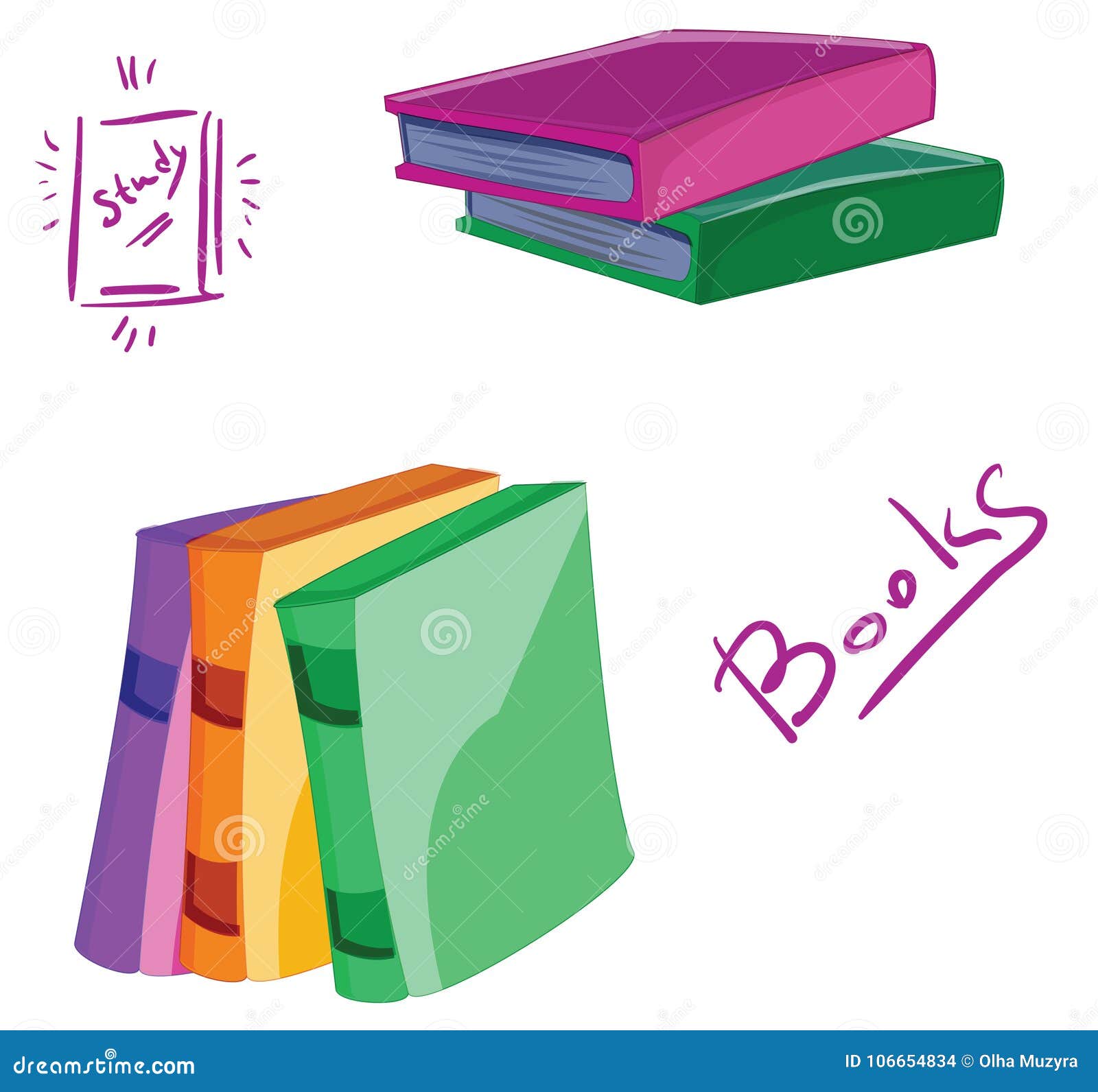 Set of cartoon books stock illustration. Illustration of text - 106654834