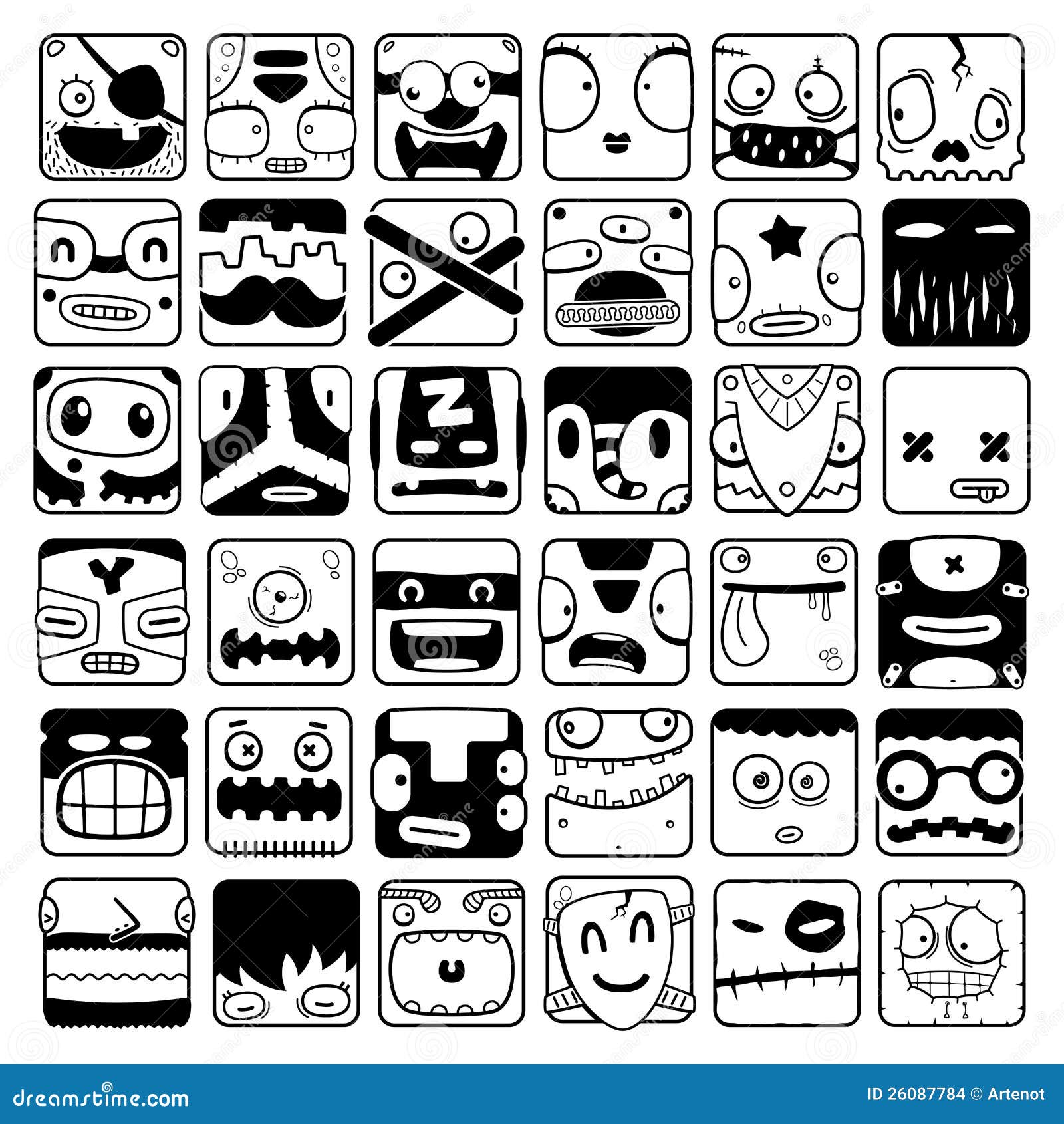 Set Of Cartoon Box Face Silhouettes Stock Photo | CartoonDealer.com ...
