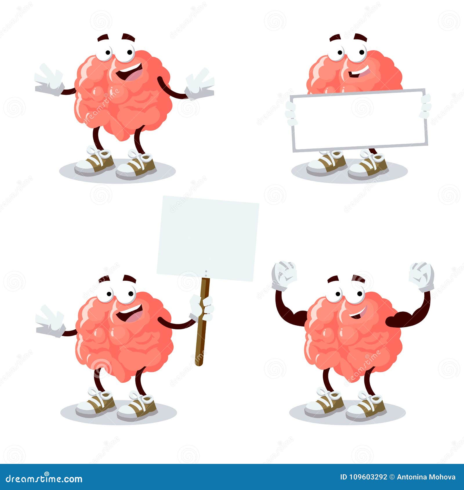 Set of cartoon brain stock vector. Illustration of background - 109603292