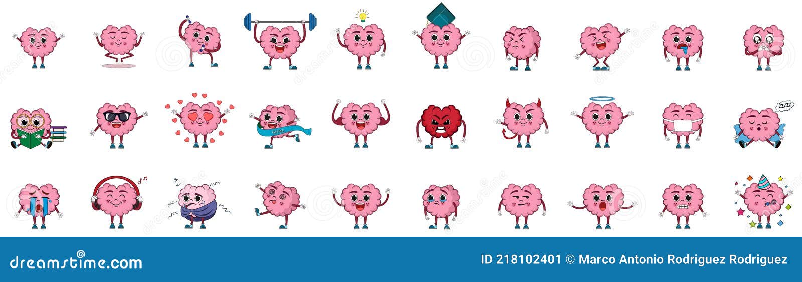 Set of cartoon of brains stock vector. Illustration of idea - 218102401