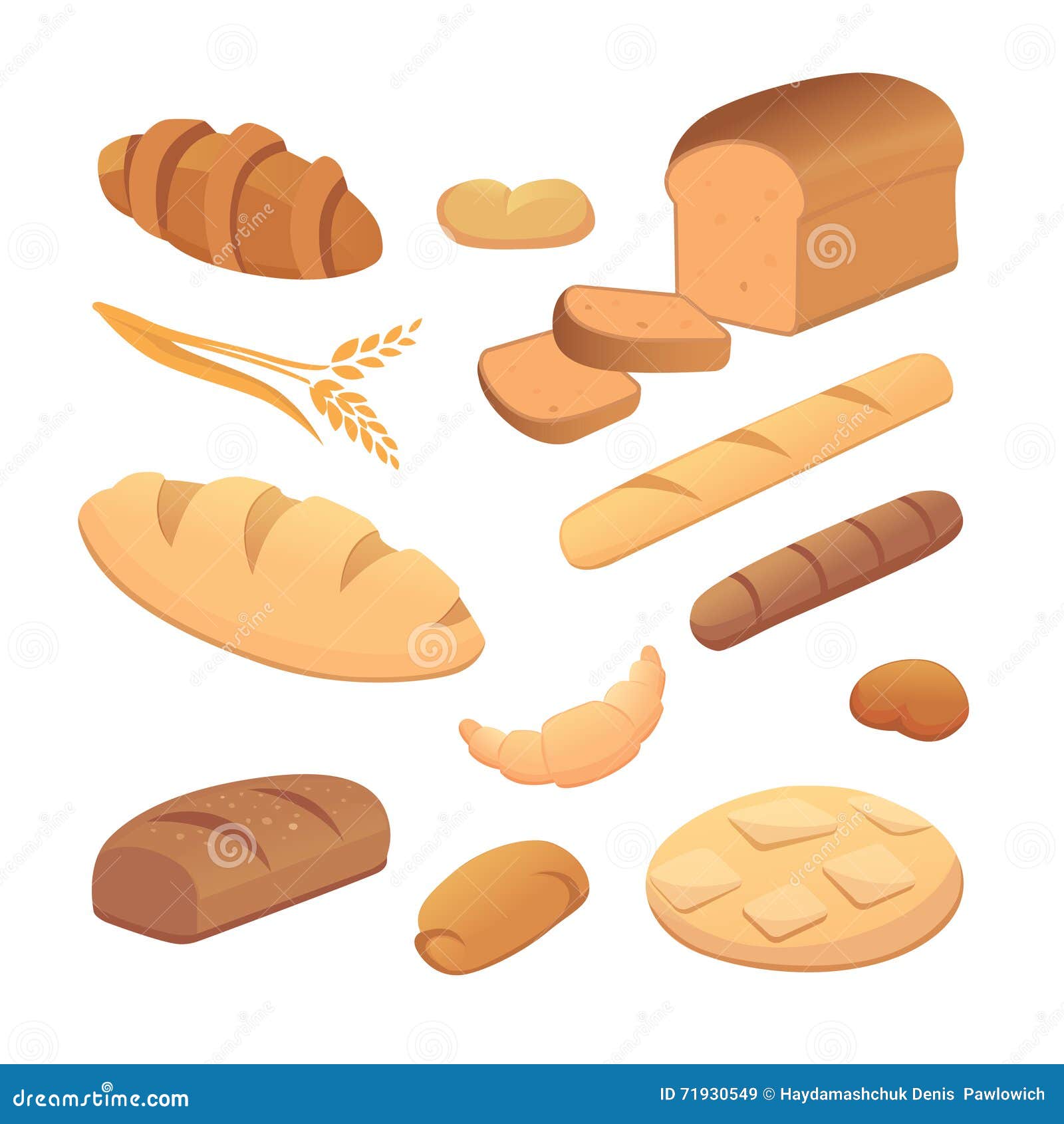 Set of cartoon bread stock vector. Illustration of bread - 71930549