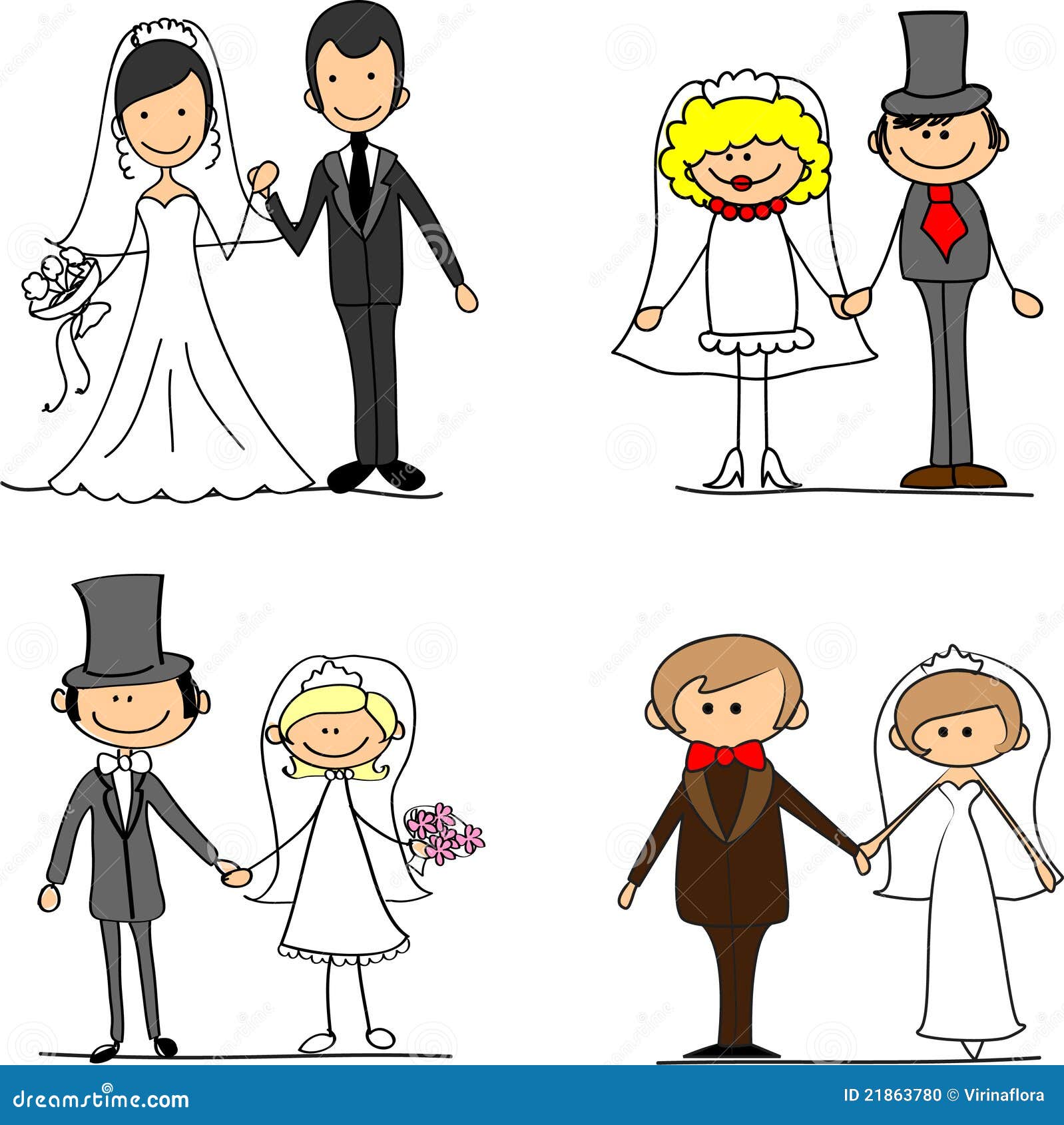 Set Cartoon Bride And Groom Vector Stock Vector Image 21863780