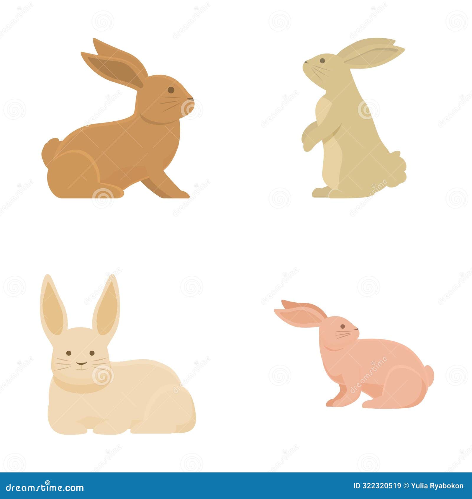 Set of Cartoon Bunny Illustrations Stock Vector - Illustration of ...
