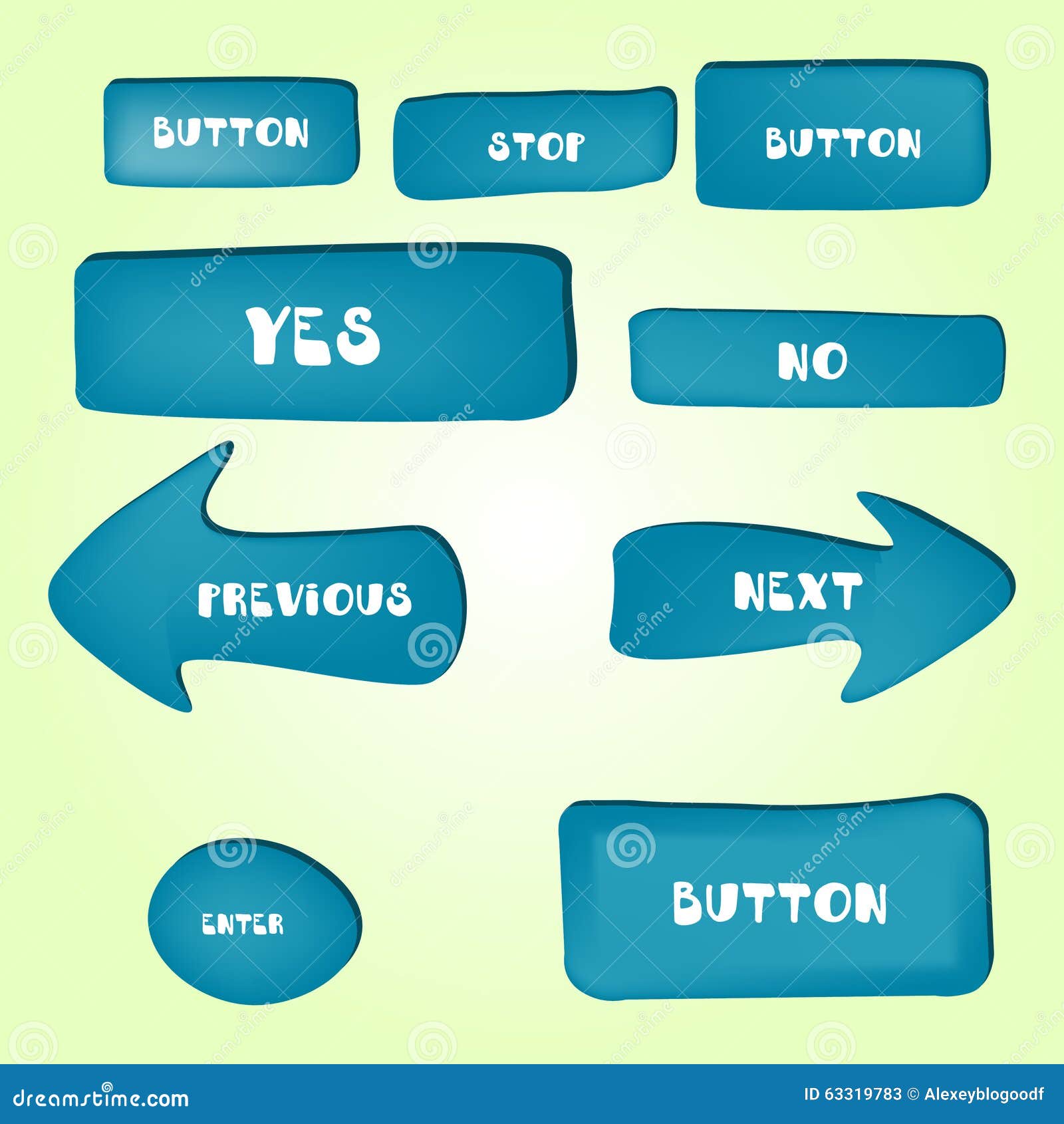 Set of Cartoon Buttons with Different Shapes Stock Vector ...