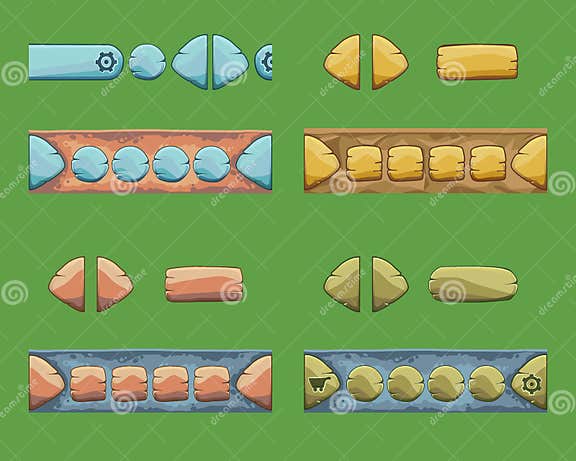 Set of Cartoon Buttons with Different Shapes, Vector Gui Elements Stock ...