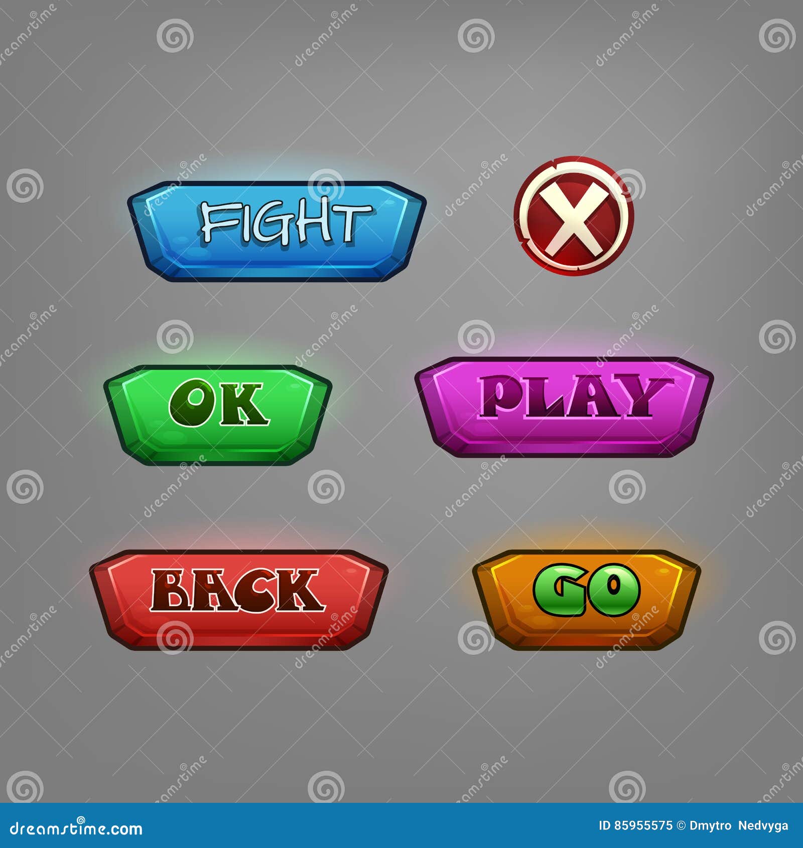 Set of Cartoon Buttons for Game. Elements of Interface Stock Vector ...