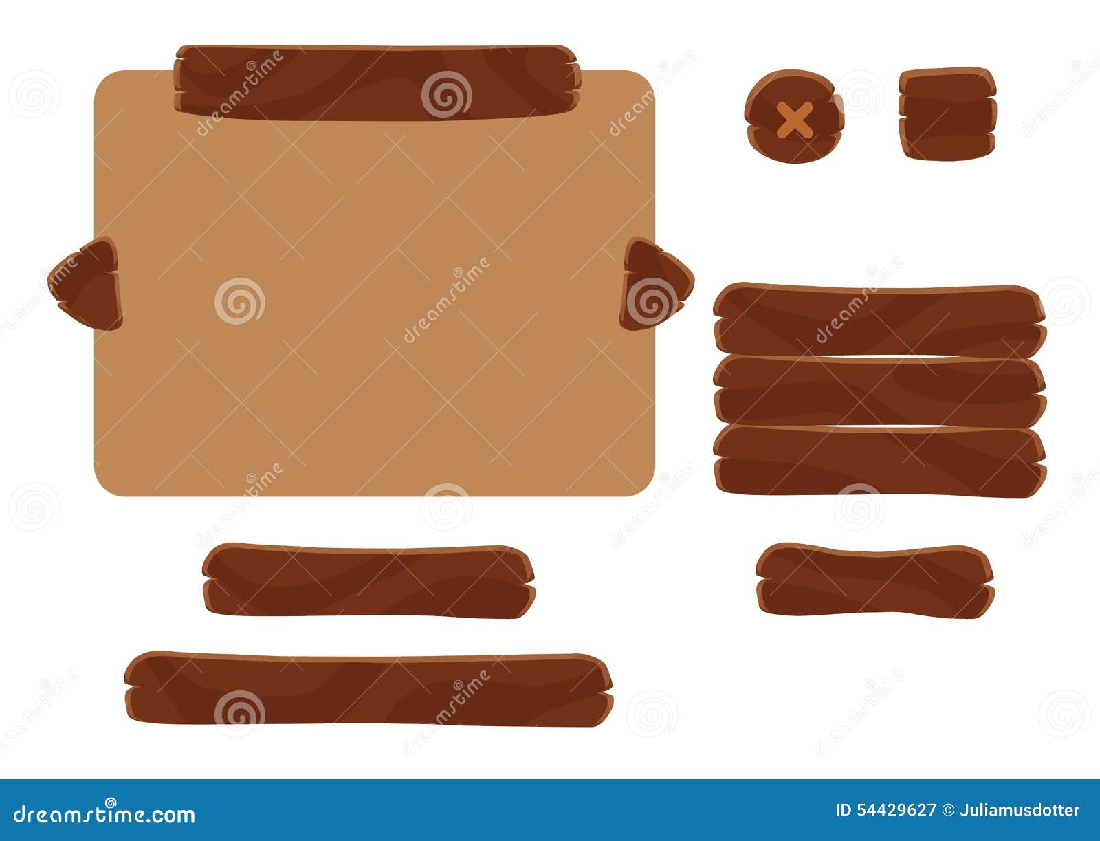 Set of Cartoon Buttons Vector Gui Elements Stock Vector - Illustration ...
