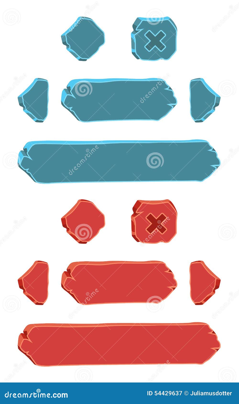 Set of Cartoon Buttons Vector Gui Elements Stock Vector - Illustration ...