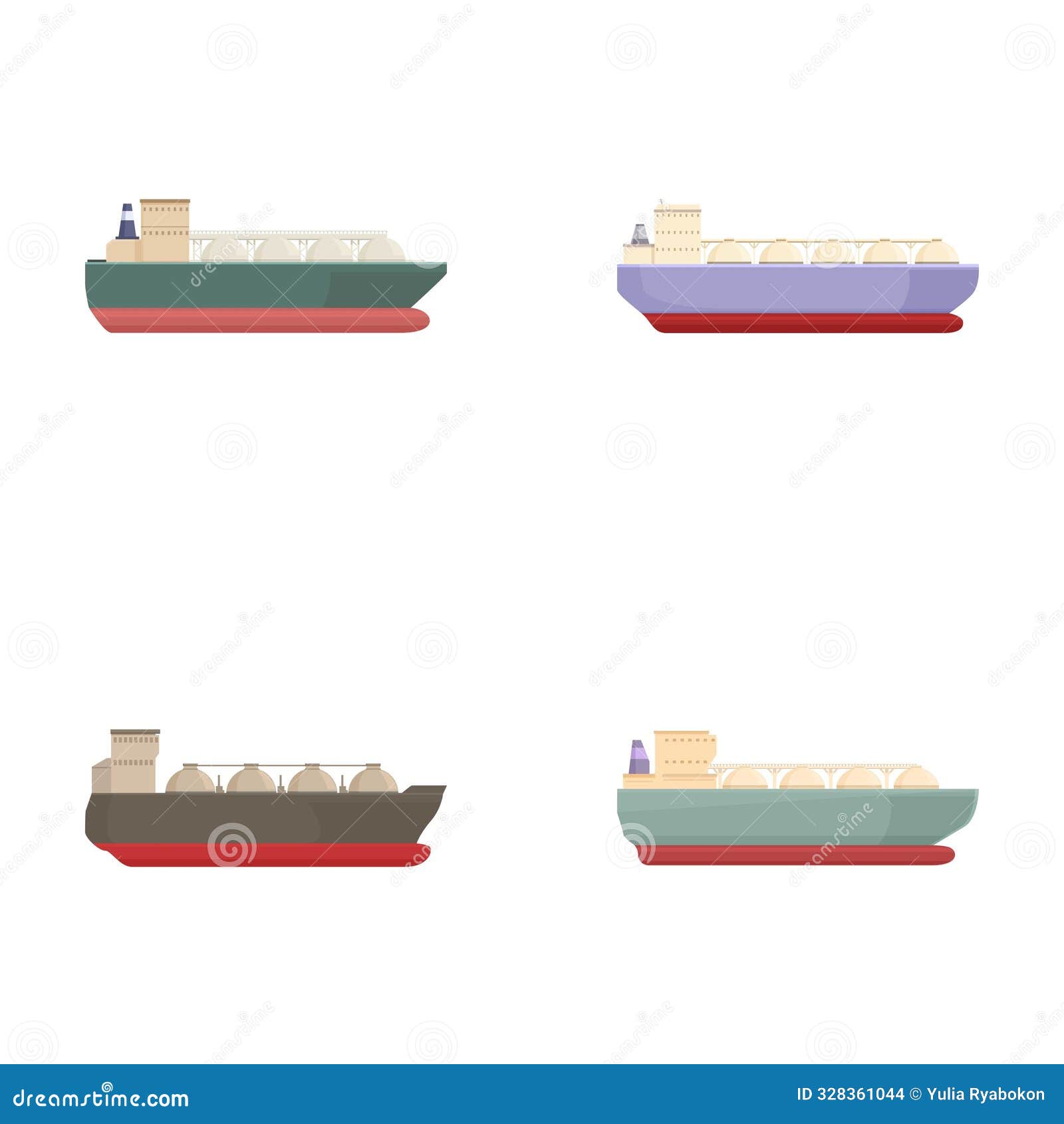 Set of cartoon cargo ships stock illustration. Illustration of bulk ...