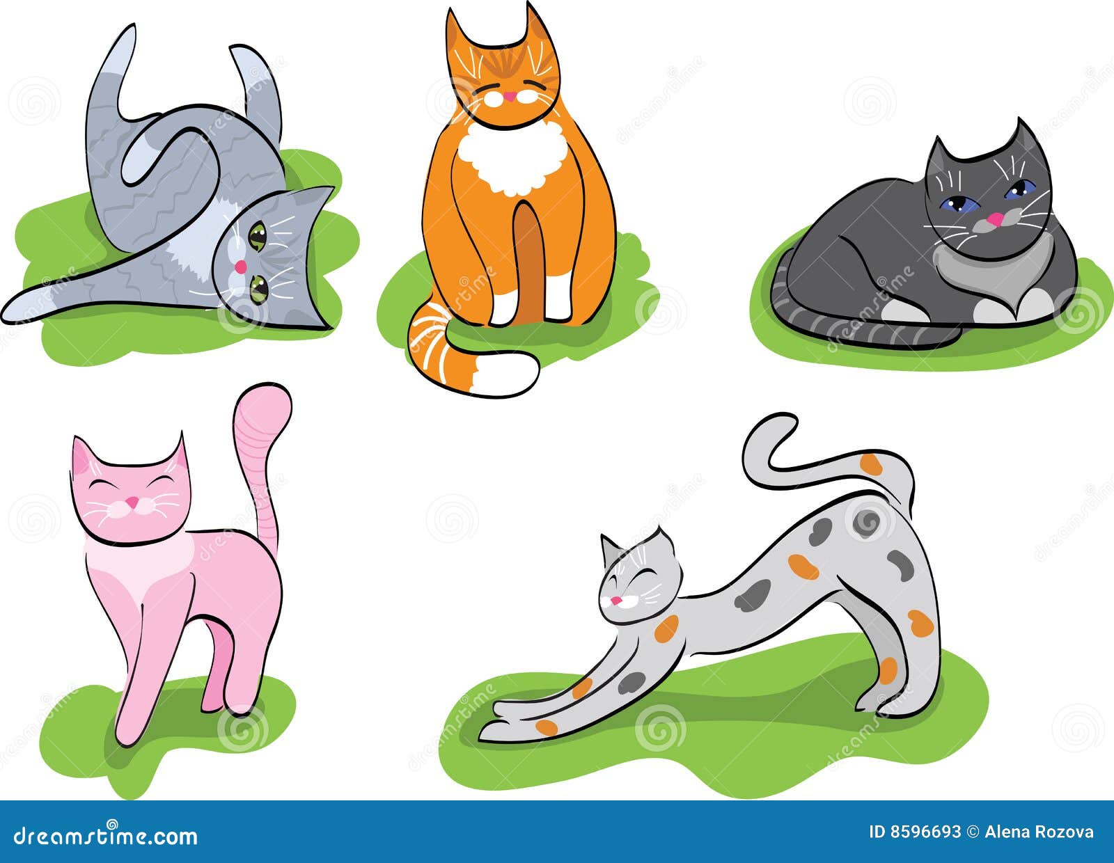 Set of cartoon cats stock vector. Illustration of playful - 8596693