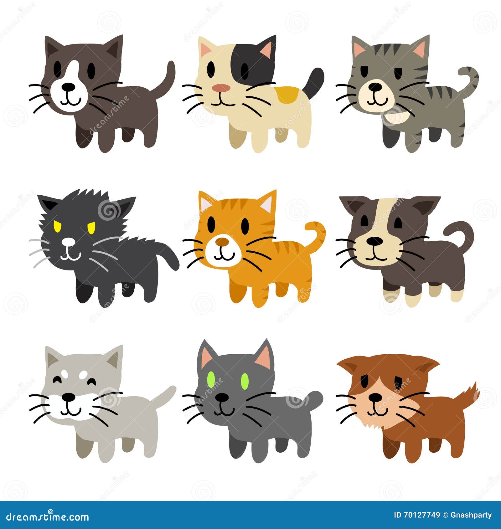 Set of cartoon cats stock vector. Illustration of family - 70127749