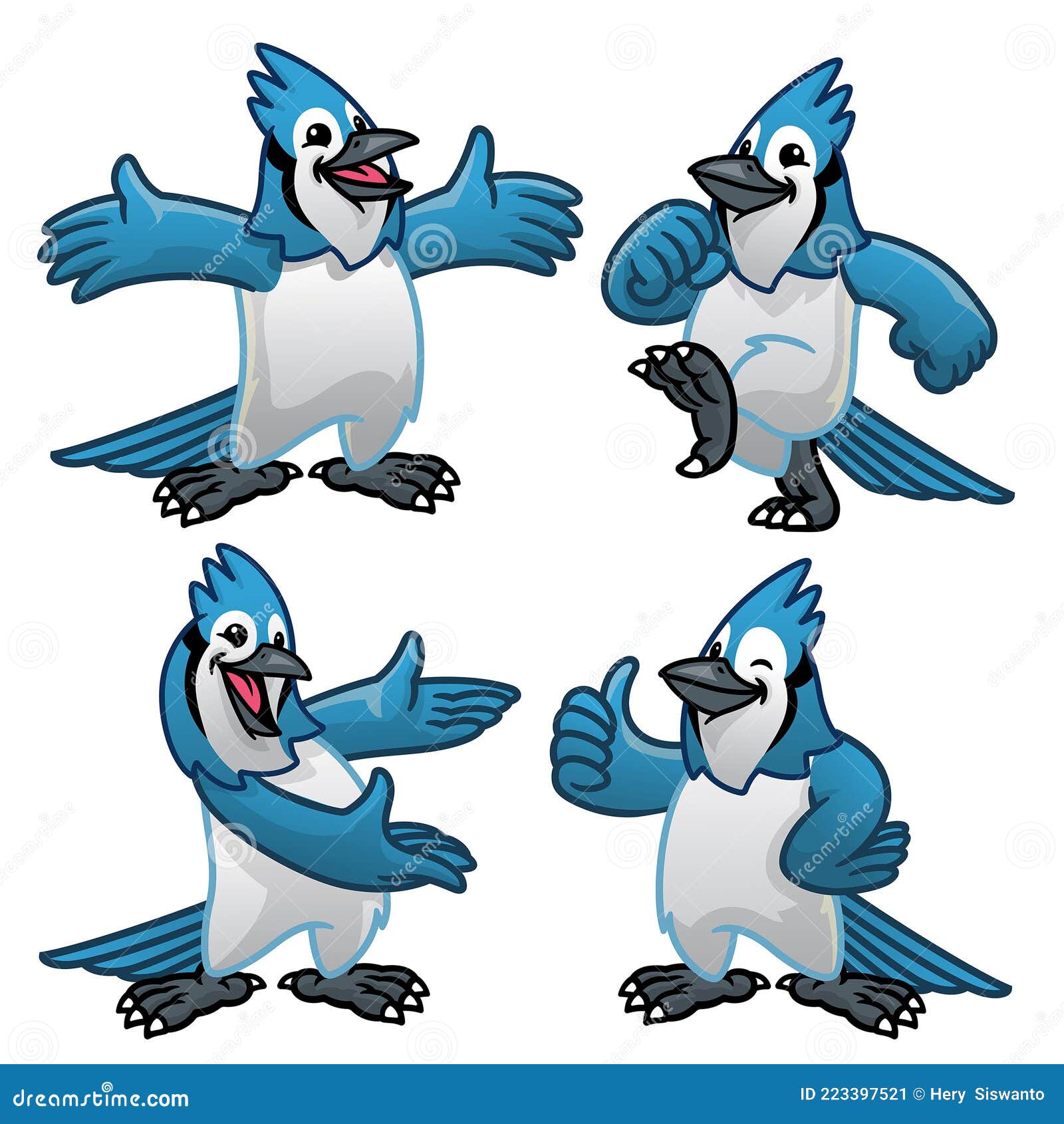 Set Cartoon Character of Blue Jay Bird Stock Vector - Illustration of ...