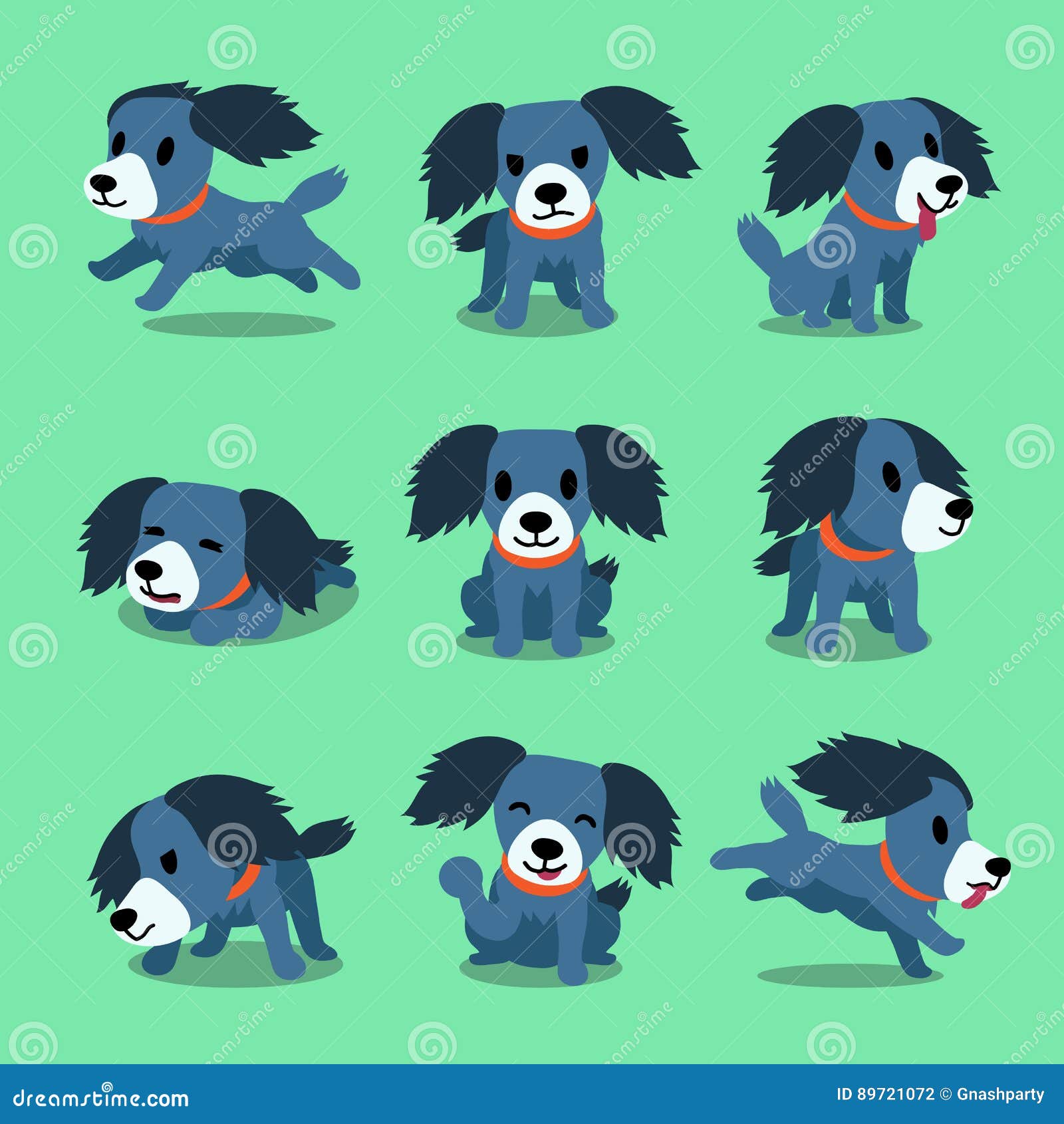 Set of Cartoon Character Dog Poses Stock Vector - Illustration of sign ...