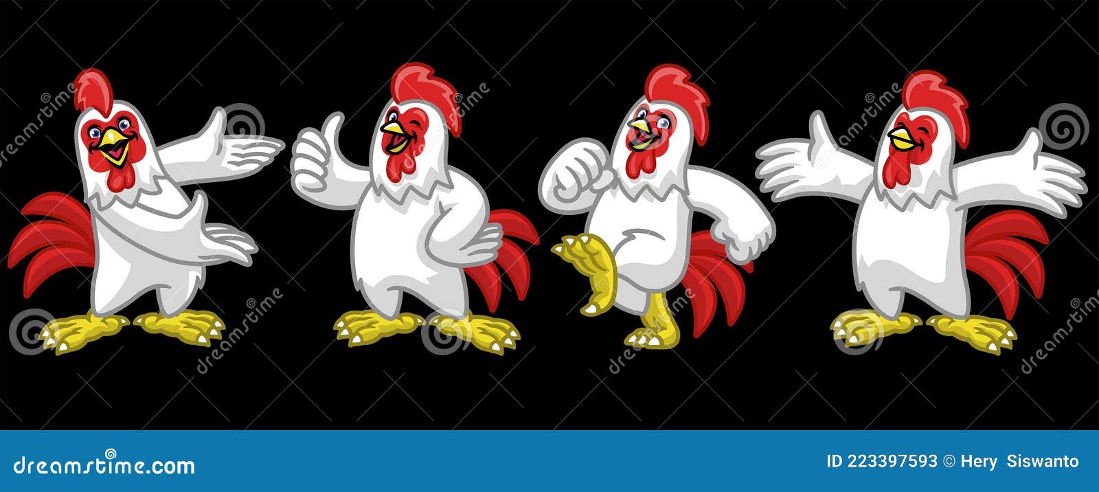 Set of Cartoon Character of Funny Chicken Stock Vector - Illustration ...