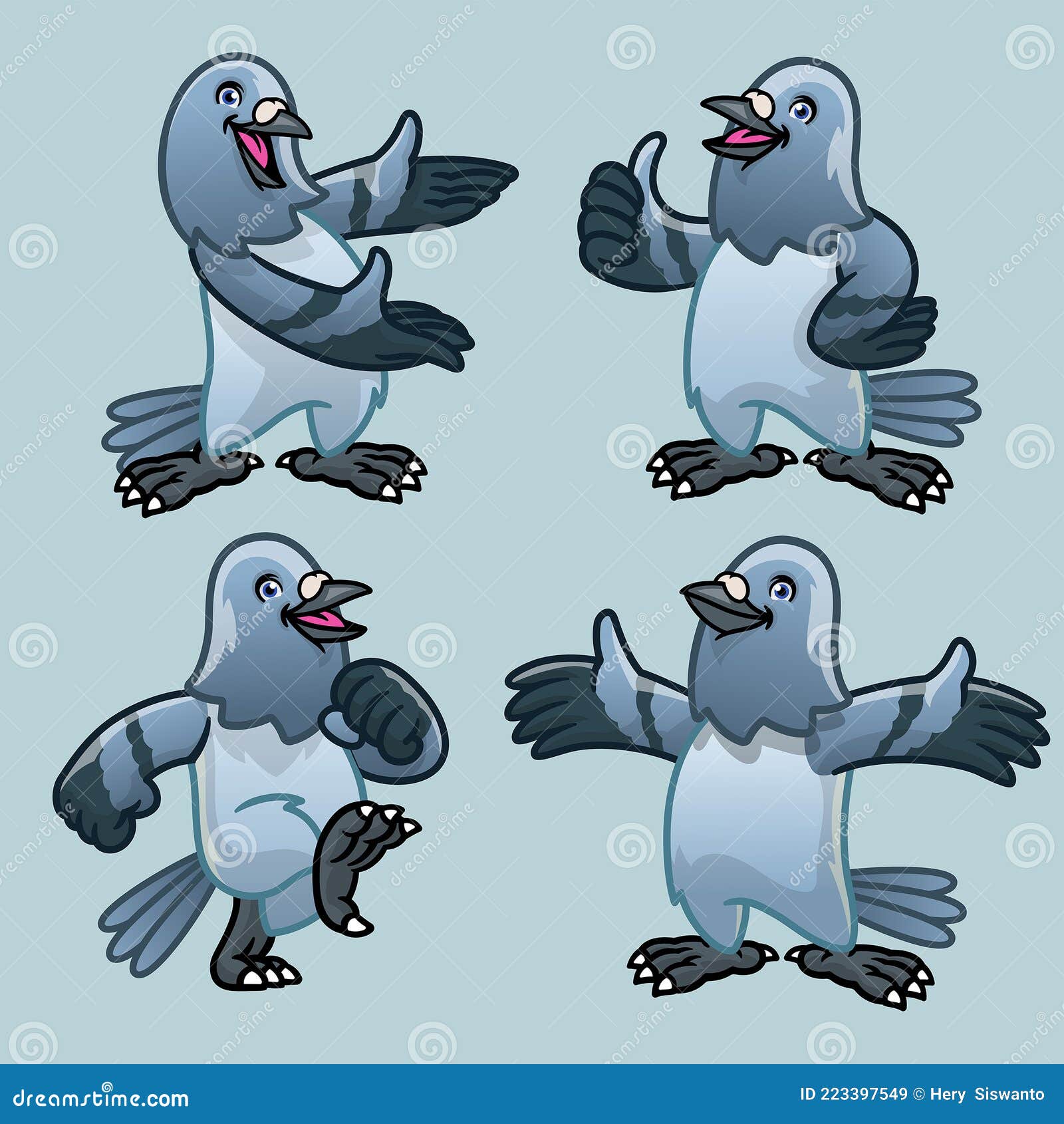 Set Cartoon Character of Pigeon Bird Stock Vector - Illustration of ...