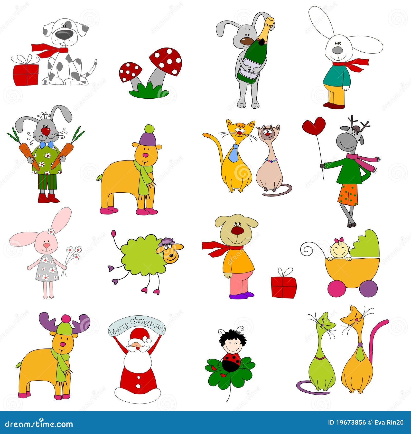 Set of cartoon characters stock illustration. Illustration of ...