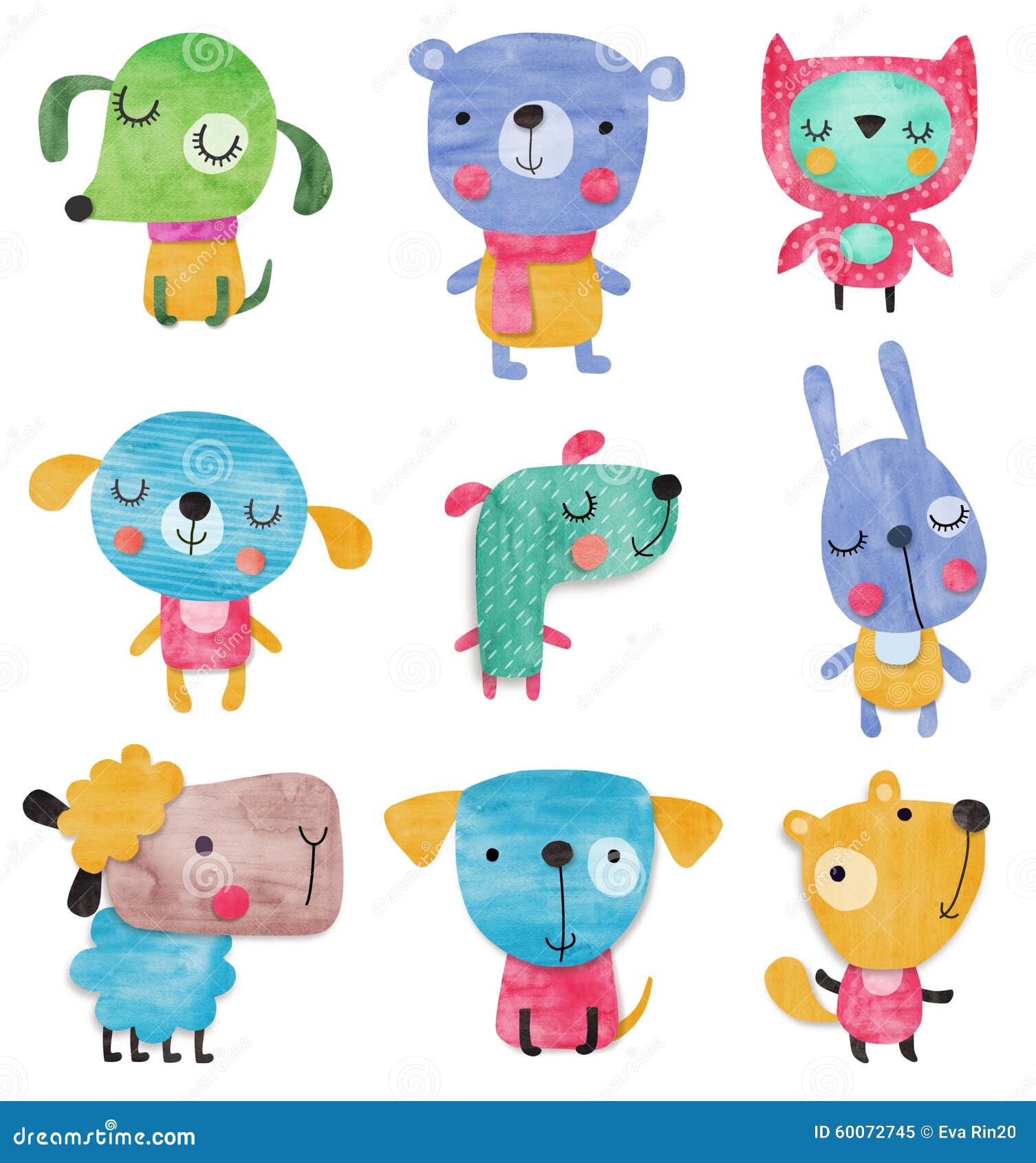 Set of Cartoon Characters Over White Background Stock Illustration ...