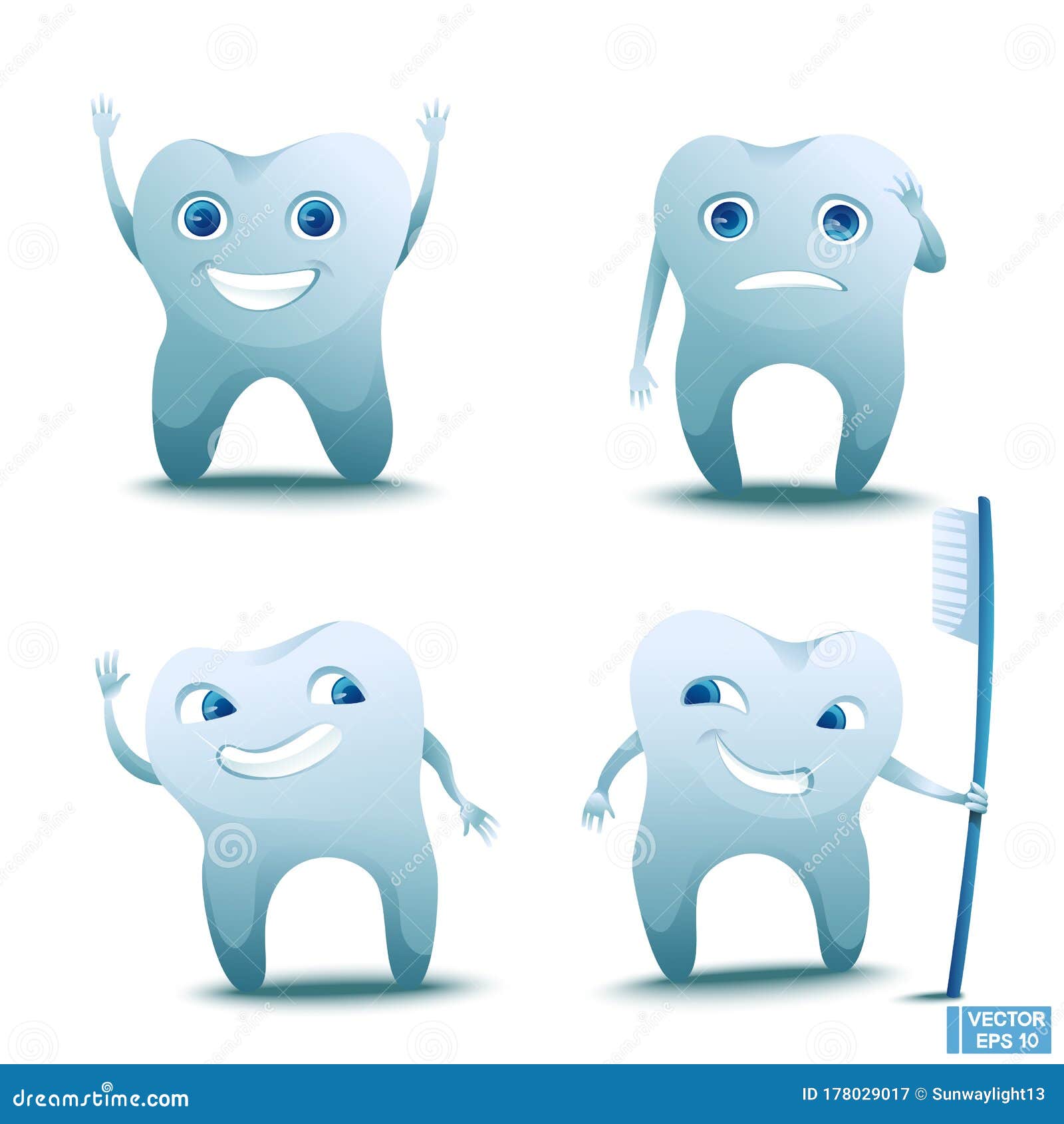 Set of Cartoon Characters Teeth Stock Illustration - Illustration of ...