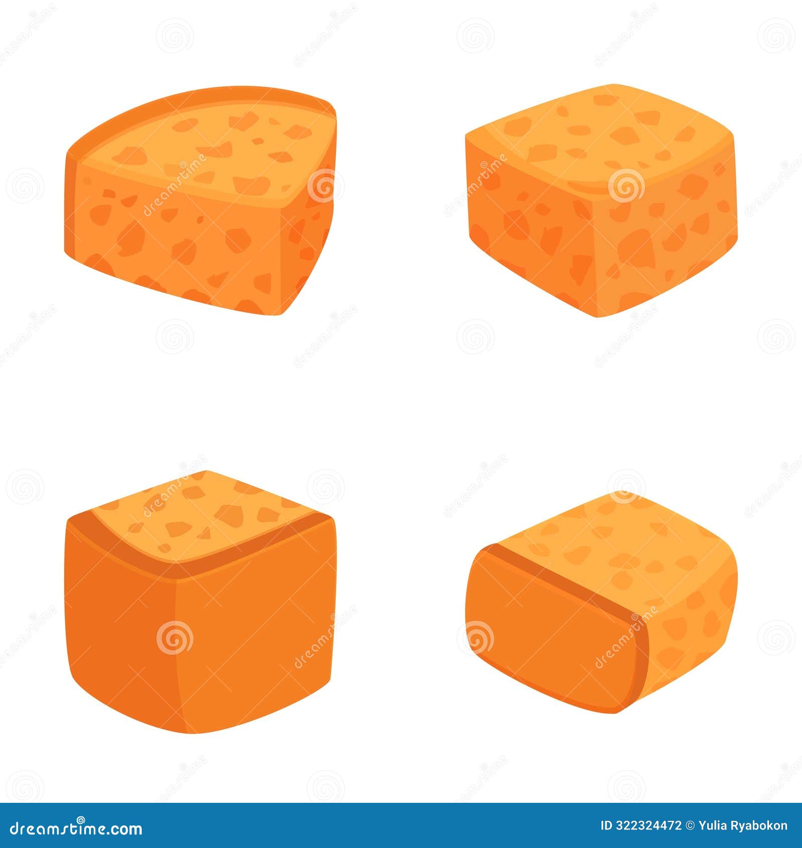 Set of Cartoon Cheese Blocks Isolated on White Stock Vector ...