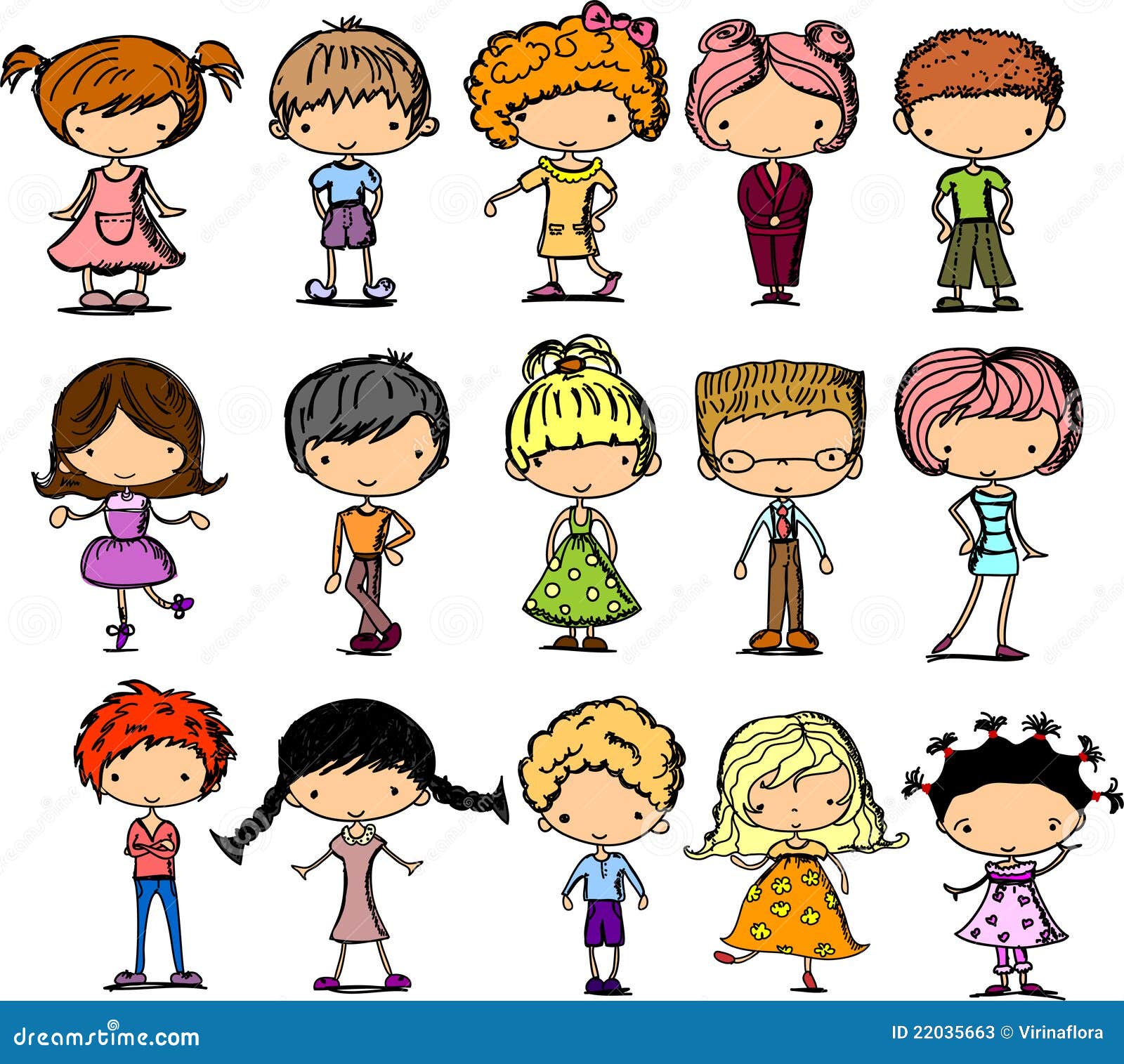 Set Cartoon Children,vector Stock Vector - Illustration of doodle ...