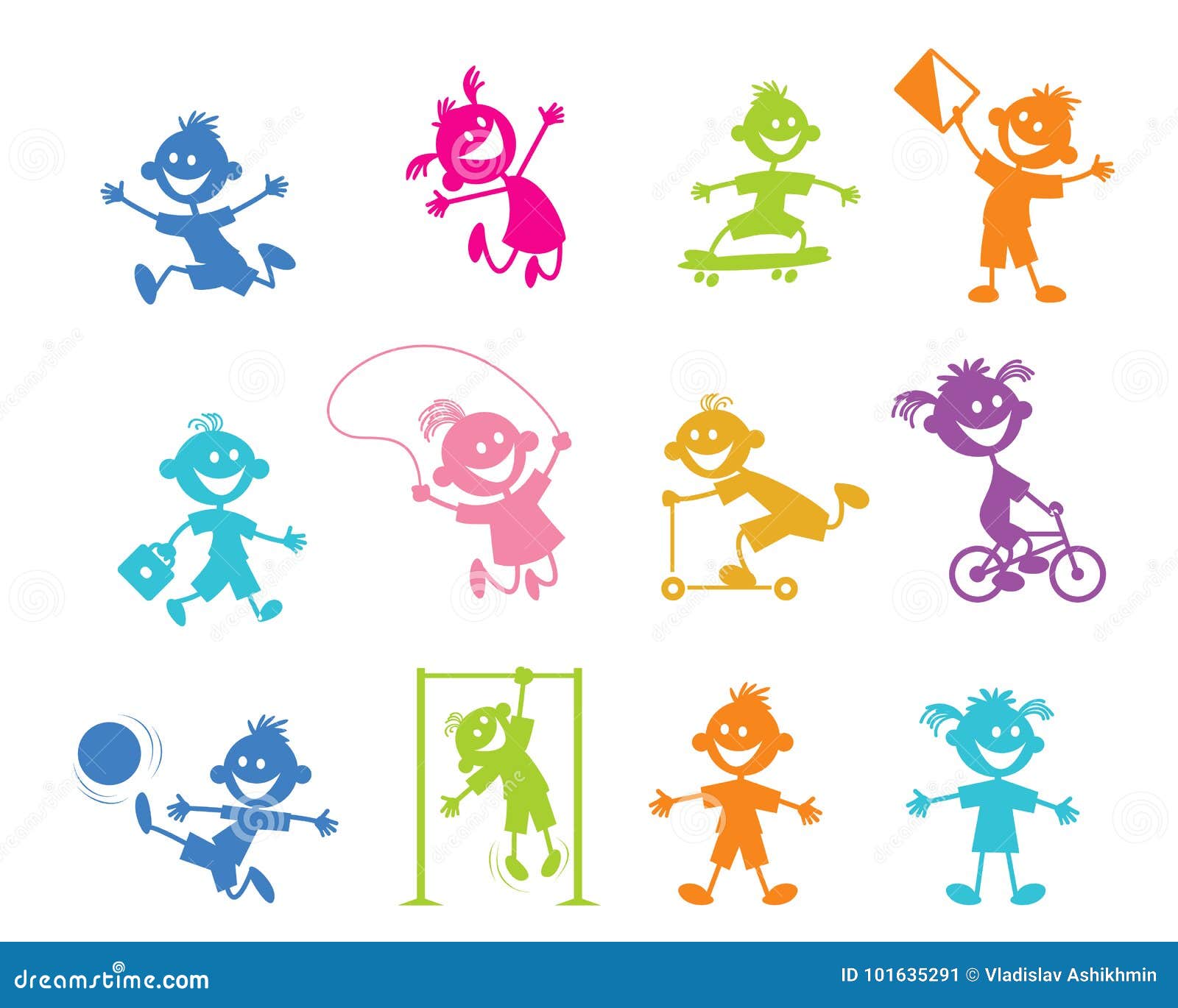 Set of cartoon children stock vector. Illustration of happy - 101635291