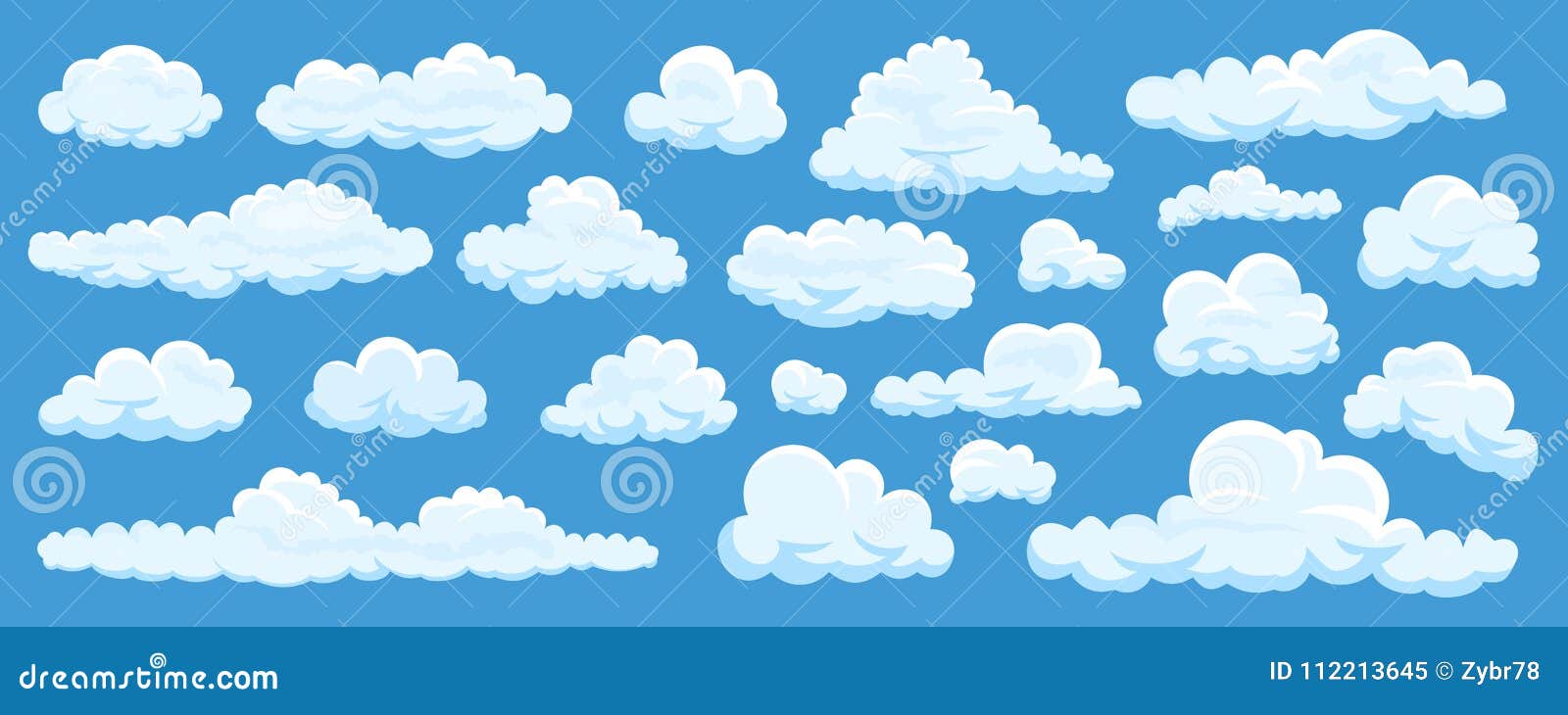 Set of cartoon clouds stock vector. Illustration of symbol - 112213645