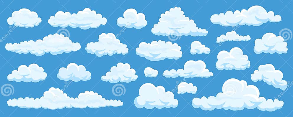 Set of cartoon clouds stock vector. Illustration of symbol - 112213645