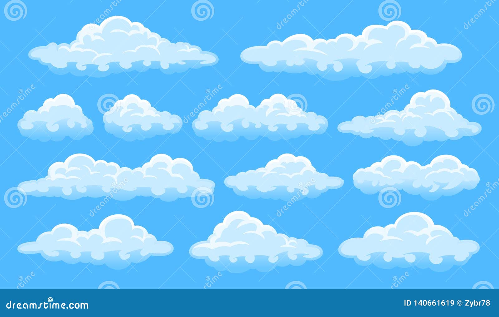Set of cartoon clouds stock vector. Illustration of cartoon - 140661619