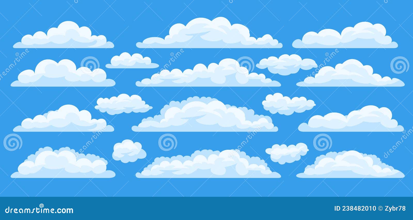 Set of cartoon clouds stock vector. Illustration of simplicity - 238482010