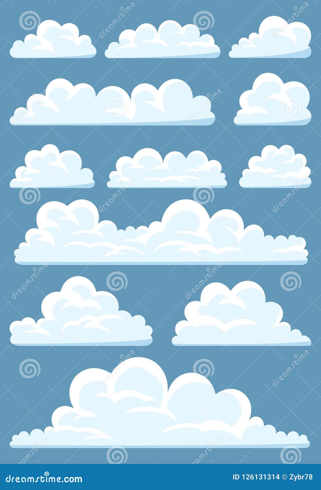 Set of cartoon clouds stock vector. Illustration of collection - 126131314