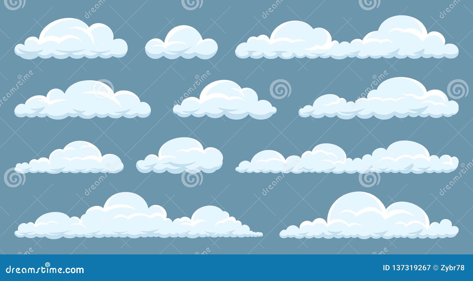 Set of cartoon clouds stock vector. Illustration of weather - 137319267