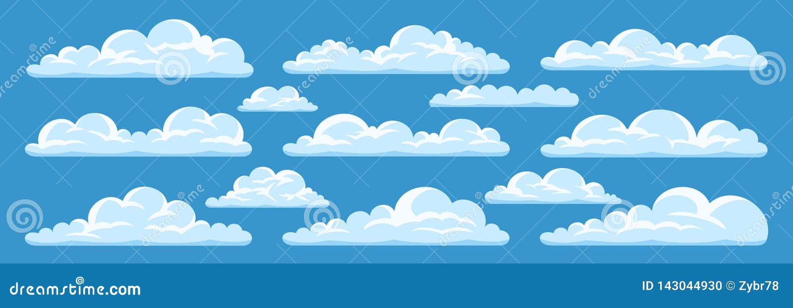 Set of cartoon clouds stock vector. Illustration of cloudscape - 143044930