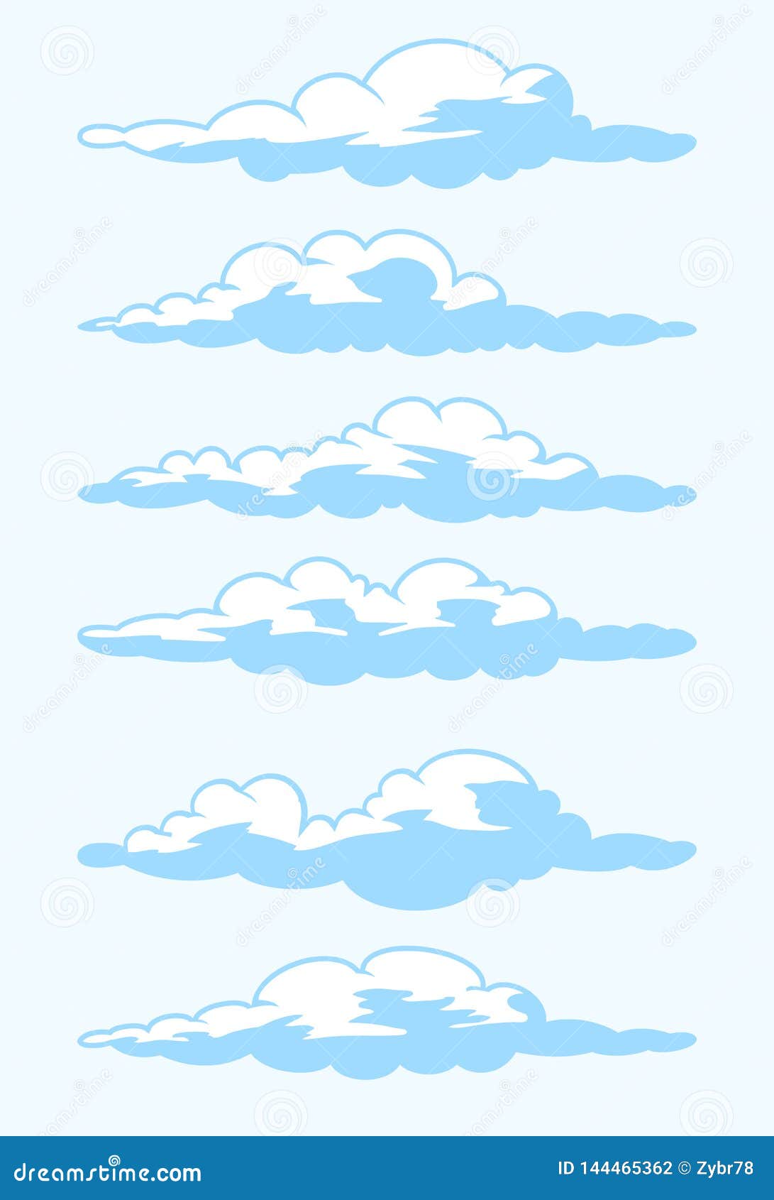 Set of cartoon clouds stock vector. Illustration of climate - 144465362
