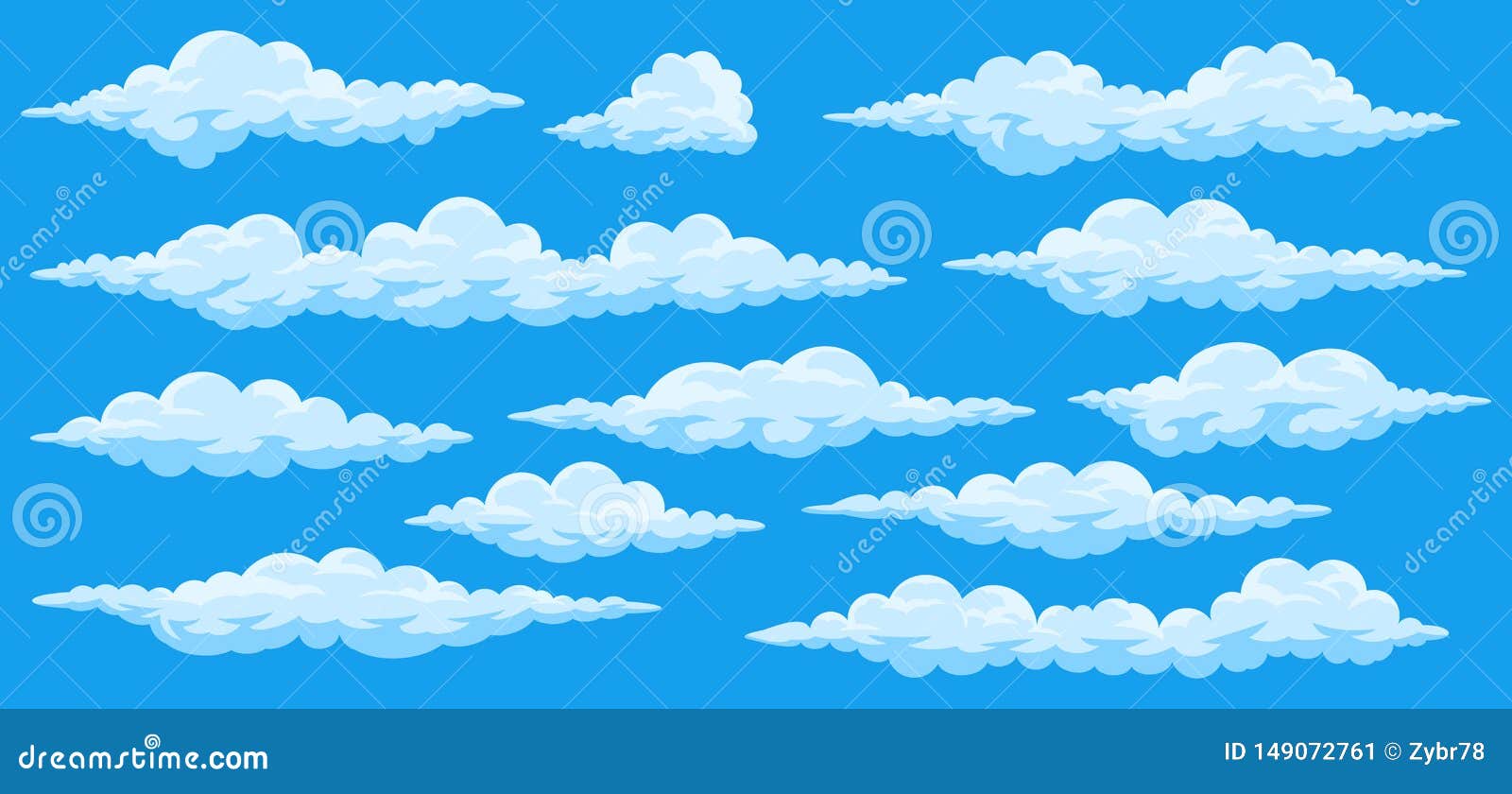 Set of cartoon clouds stock vector. Illustration of sign - 149072761
