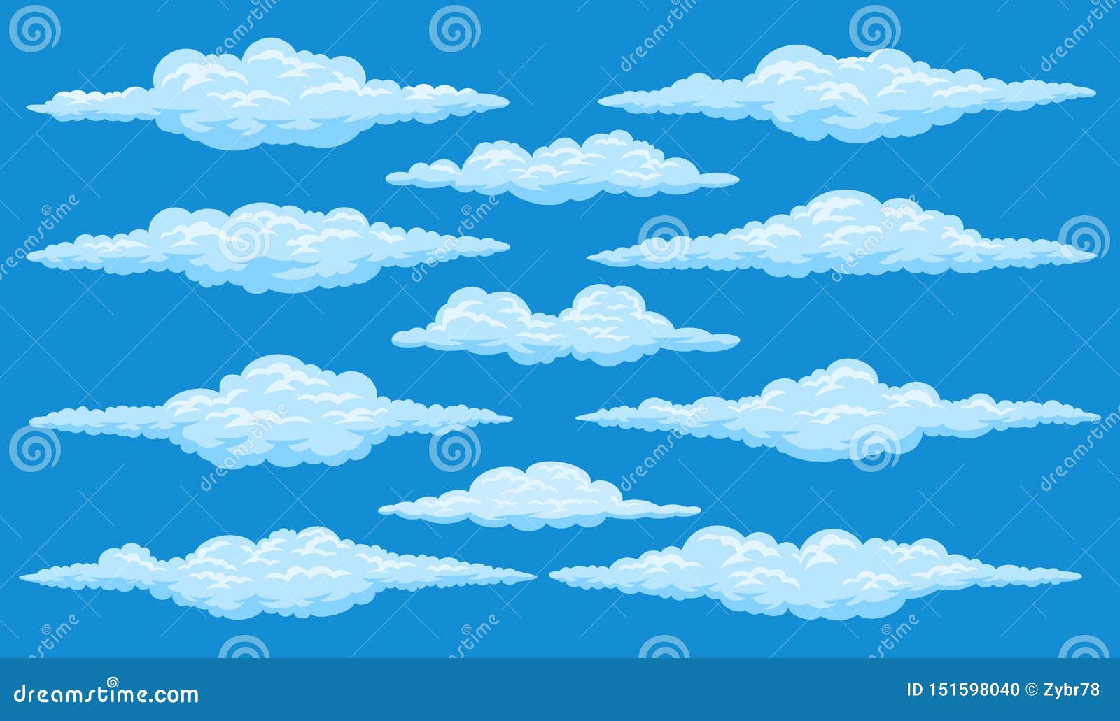 Set of cartoon clouds stock vector. Illustration of weather - 151598040